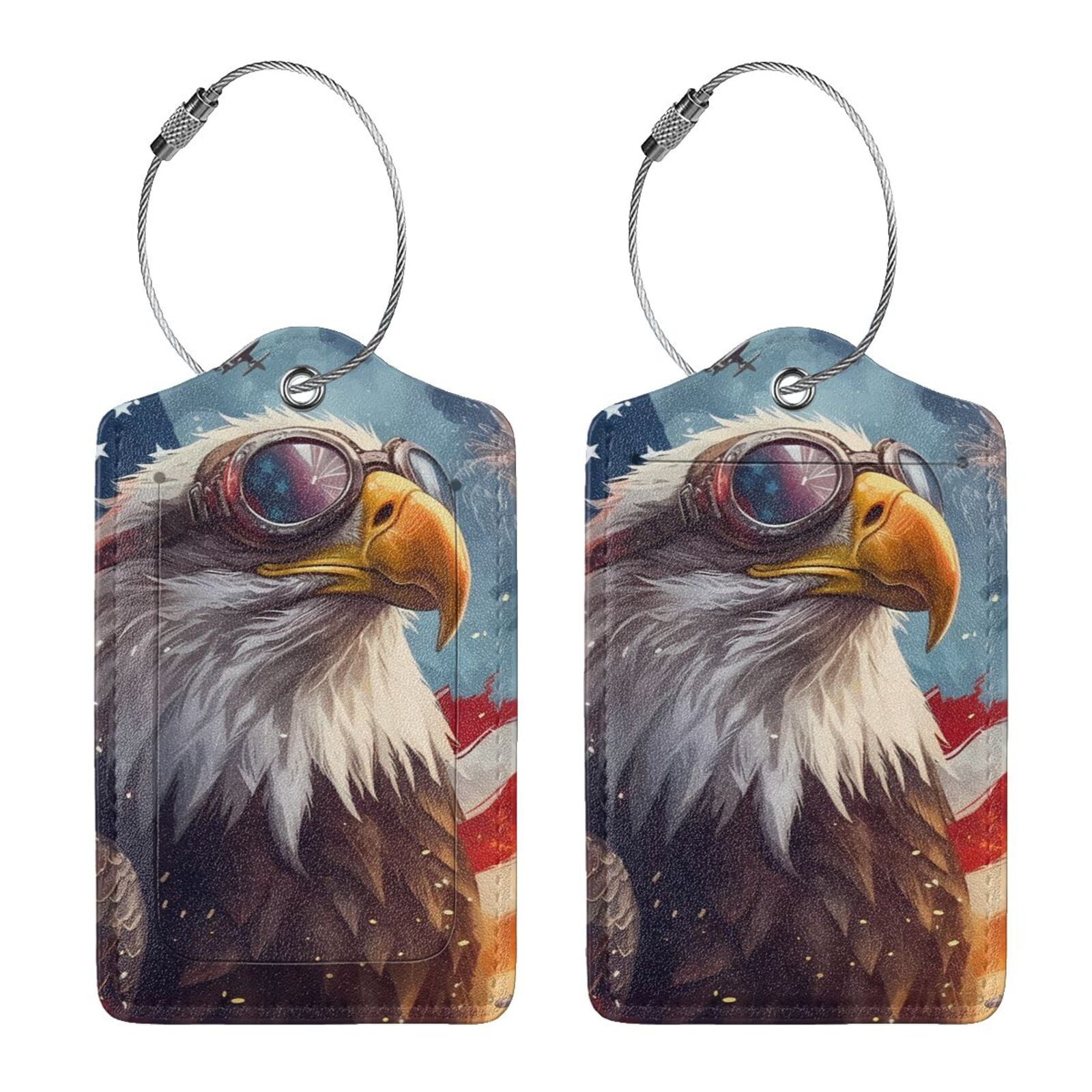 Rocae Bald Eagle Pilot for Leather Luggage Baggage Tags ID Label ...