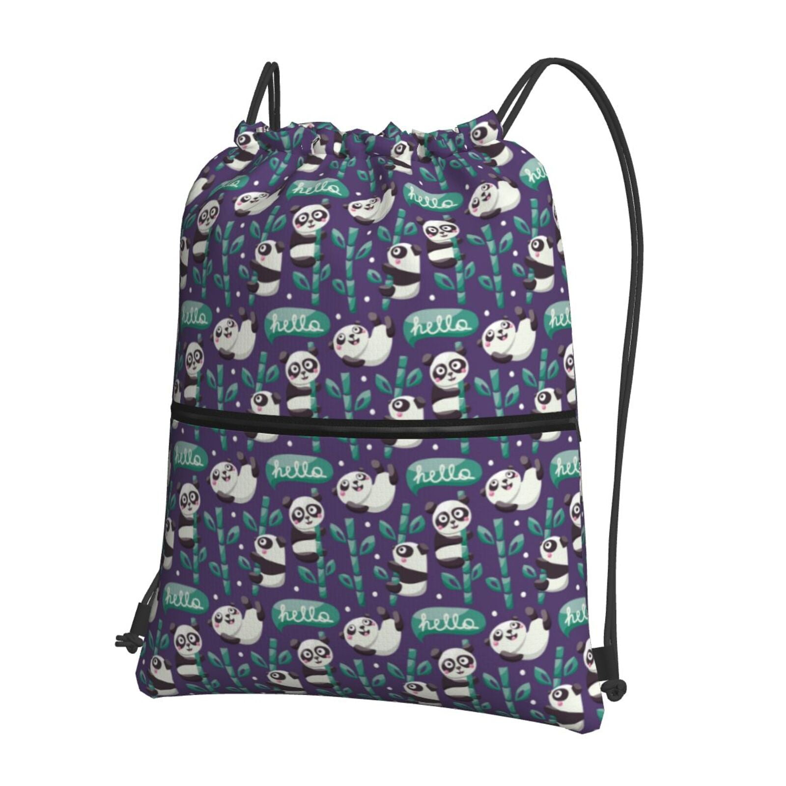 Rocae Bamboo Panda for Drawstring zipper Backpack Gym Backpack Bag for ...