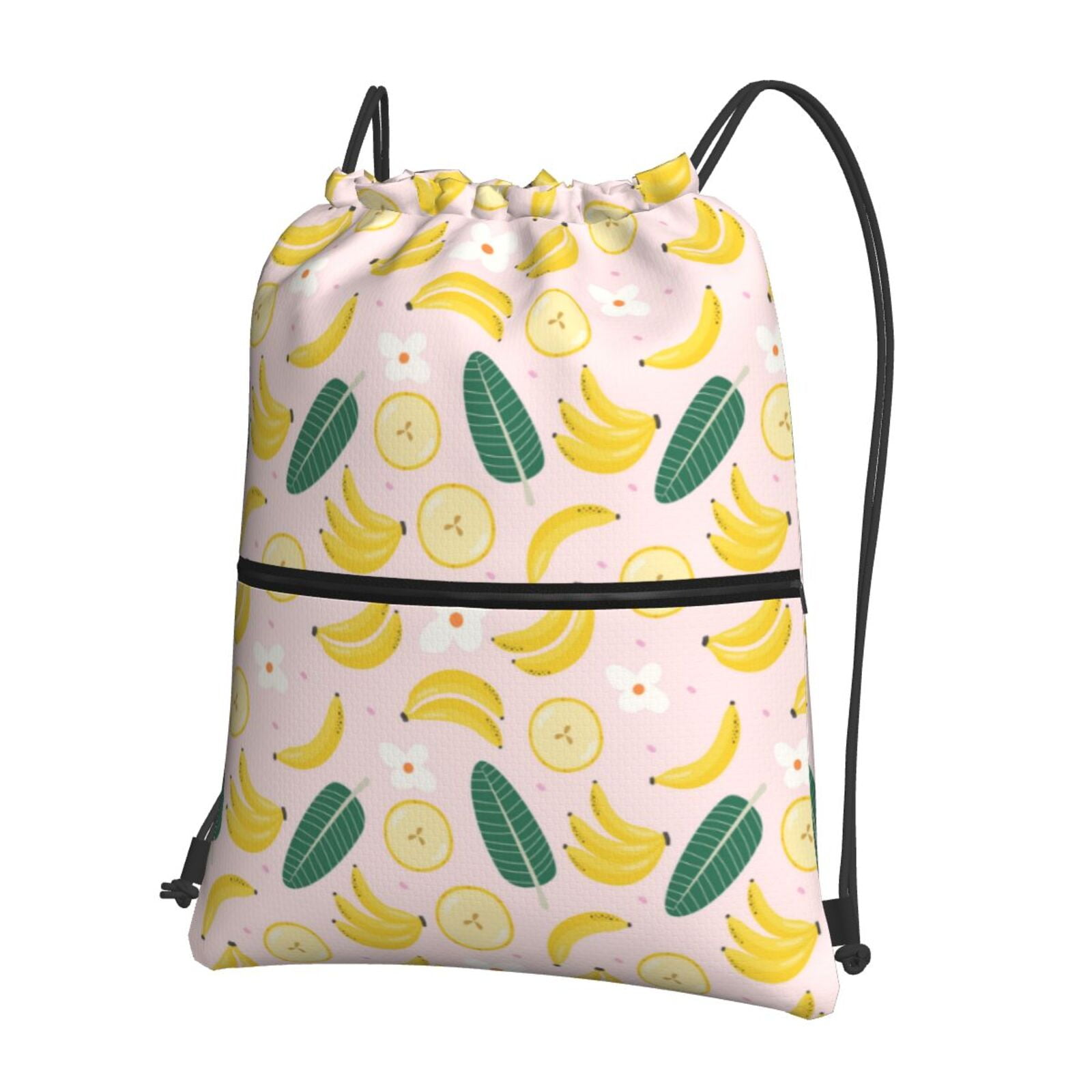 Rocae Banana With Leaves for Drawstring zipper Backpack Gym Backpack ...