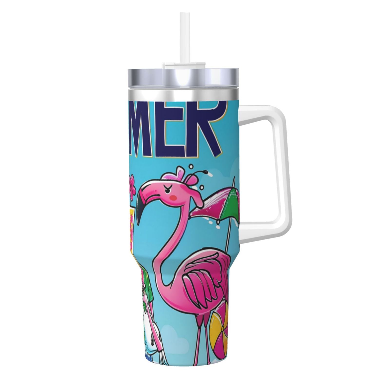 Rocae Beach Flamingo Trio for 40OZ Ice Bully With Handle Keeps Drinks ...