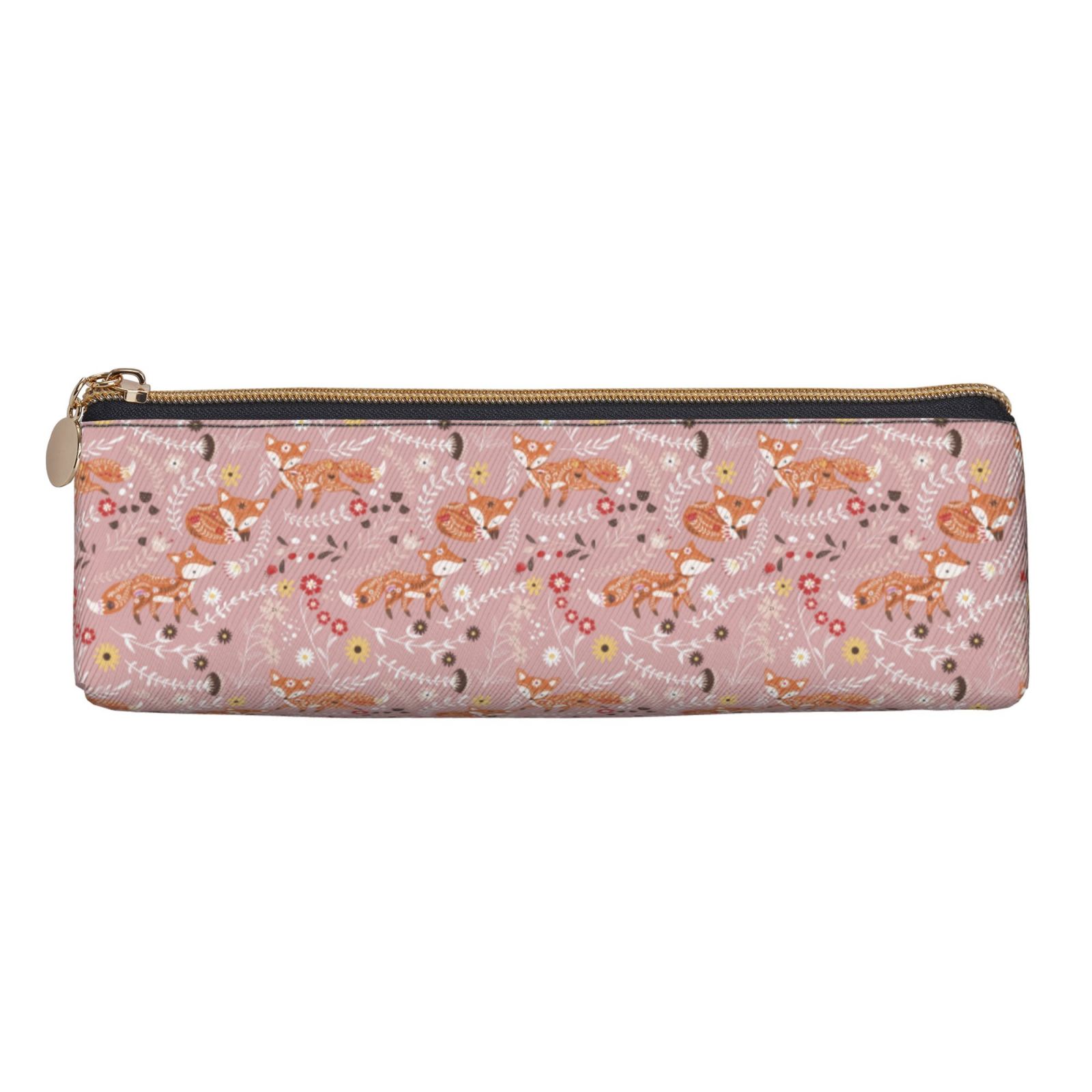 Rocae Beautiful Fox for Leather Pencil Case - Zippered Pen Case ...