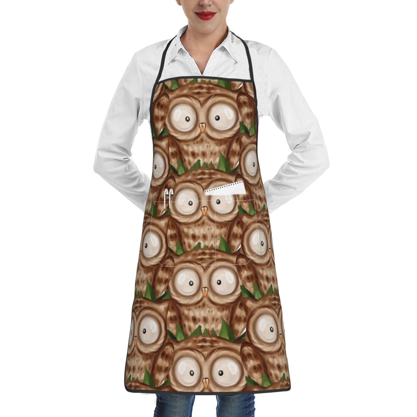 Rocae Beautiful Owl for Kitchen Aprons for Women Adjustable Cooking ...