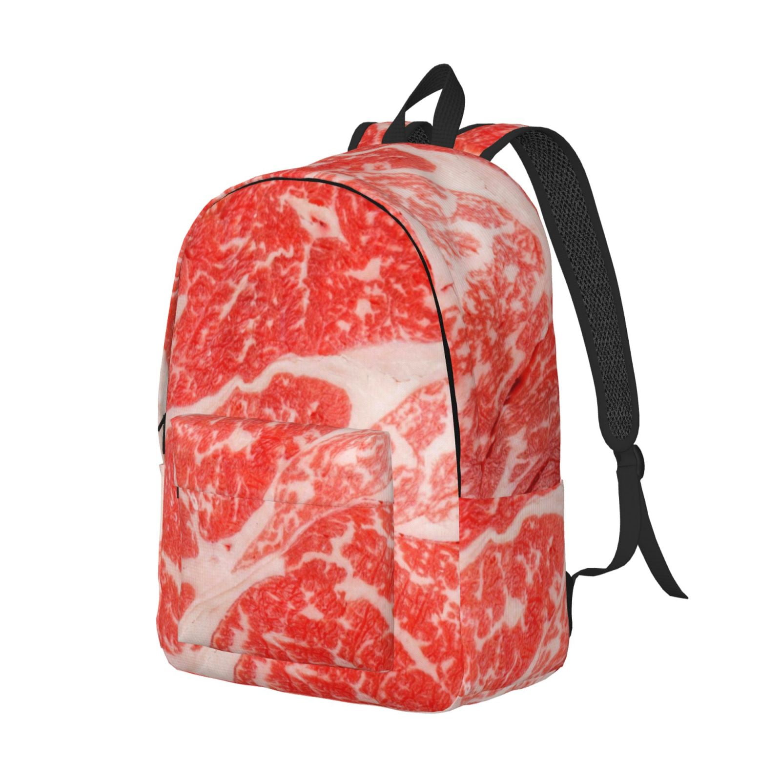 Rocae Beef Steaks for Durable Canvas Backpack Leisure Large Bag Travel ...