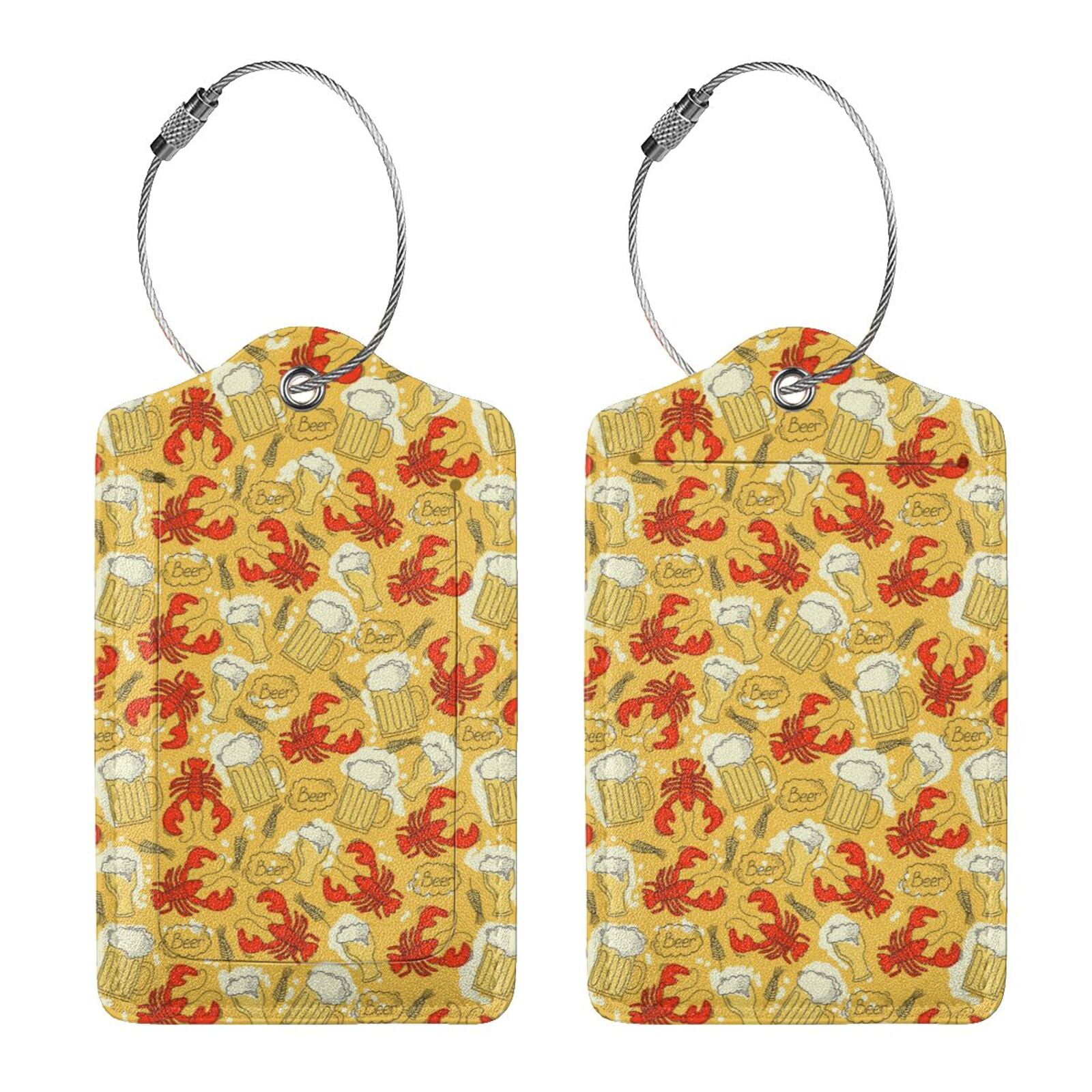 Rocae Beer And Crawfish for Leather Luggage Baggage Tags ID Label ...