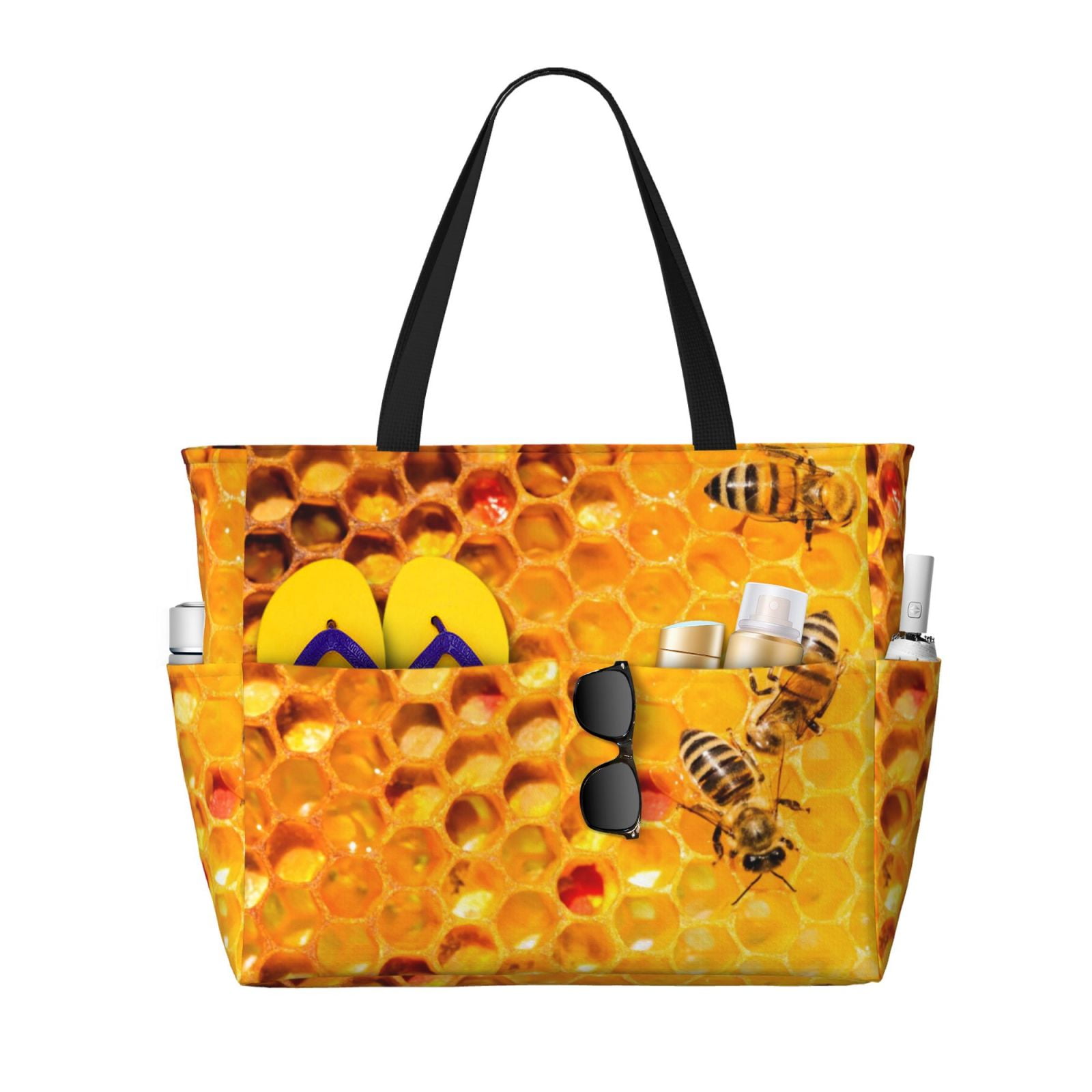 Rocae Bees on Hive Honeycomb for Large Women's Waterproof Beach Bag ...