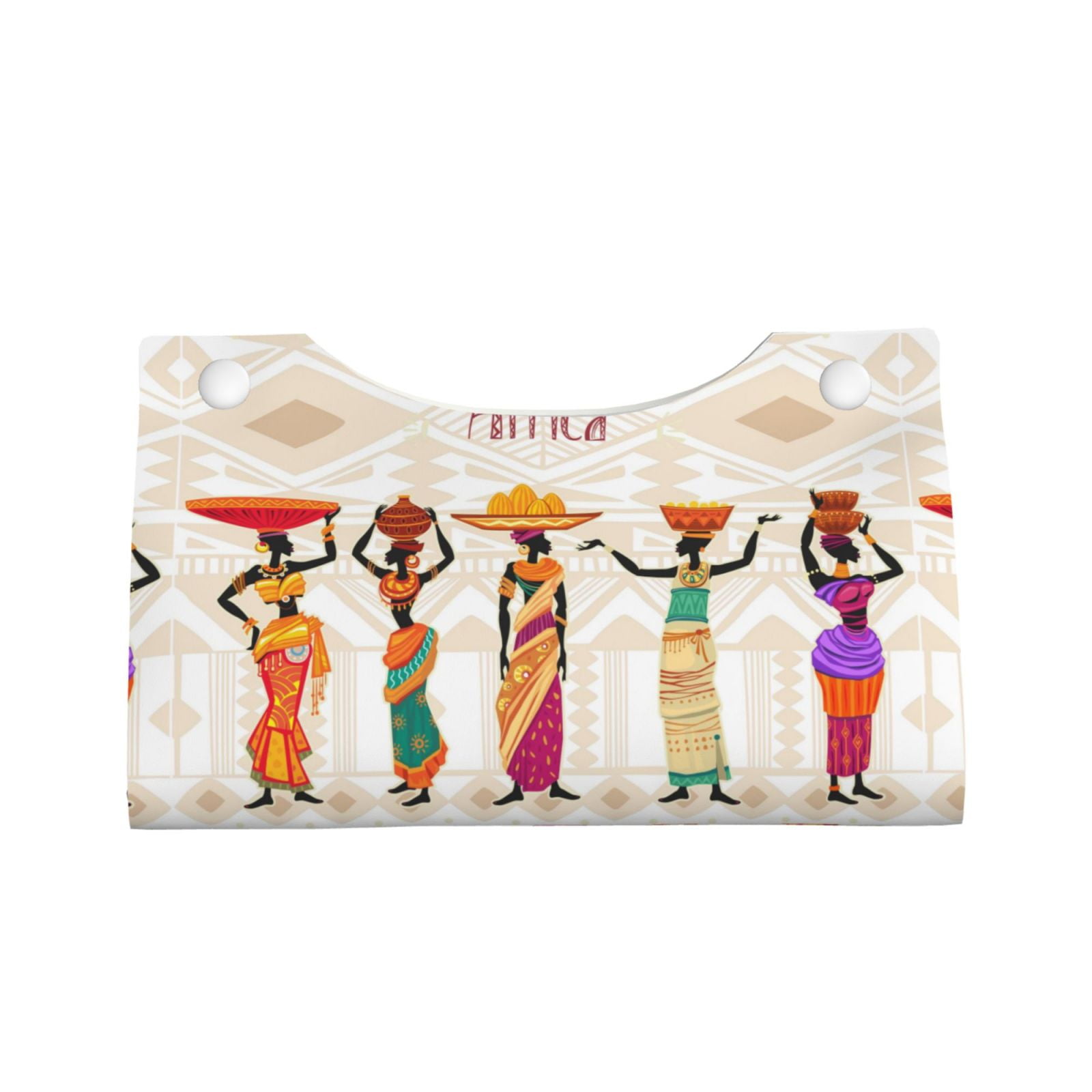 Rocae Black African Woman Print Long Tissue Box Lid Durable Leather ...