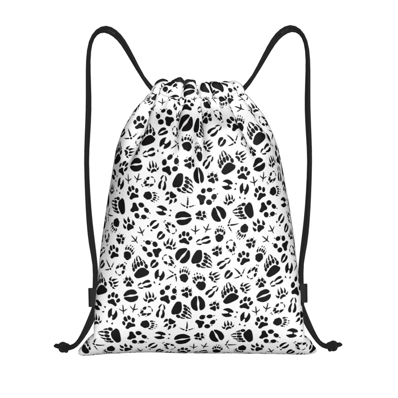 Rocae Black Footprints for Gym Bag Drawstring Bags Gym Backpack for Gym, Travel, Sports ...