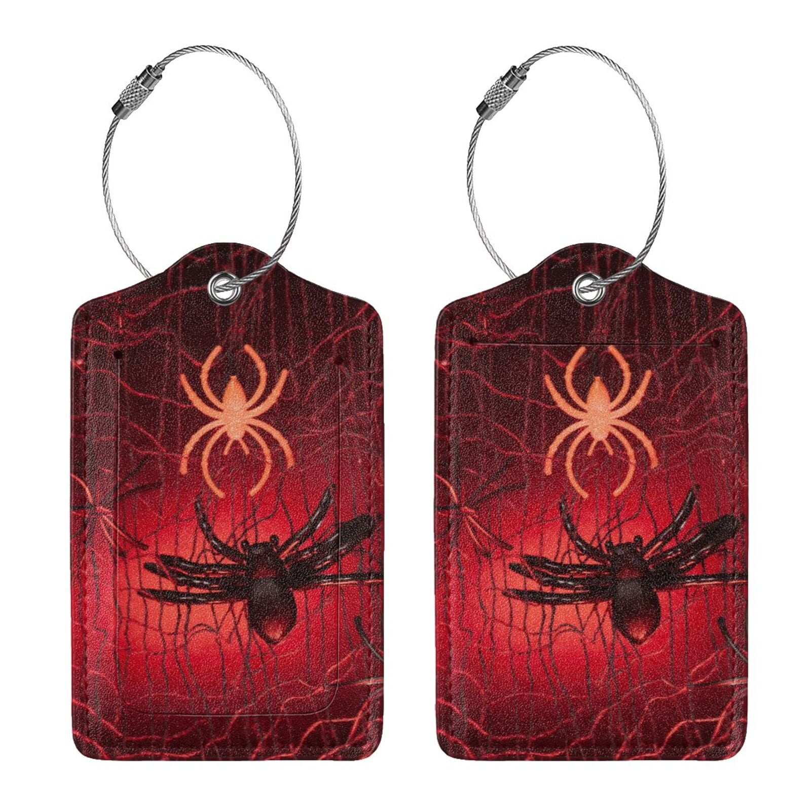 Rocae Black Spider Web With Spiders for Leather Luggage Baggage Tags ID ...