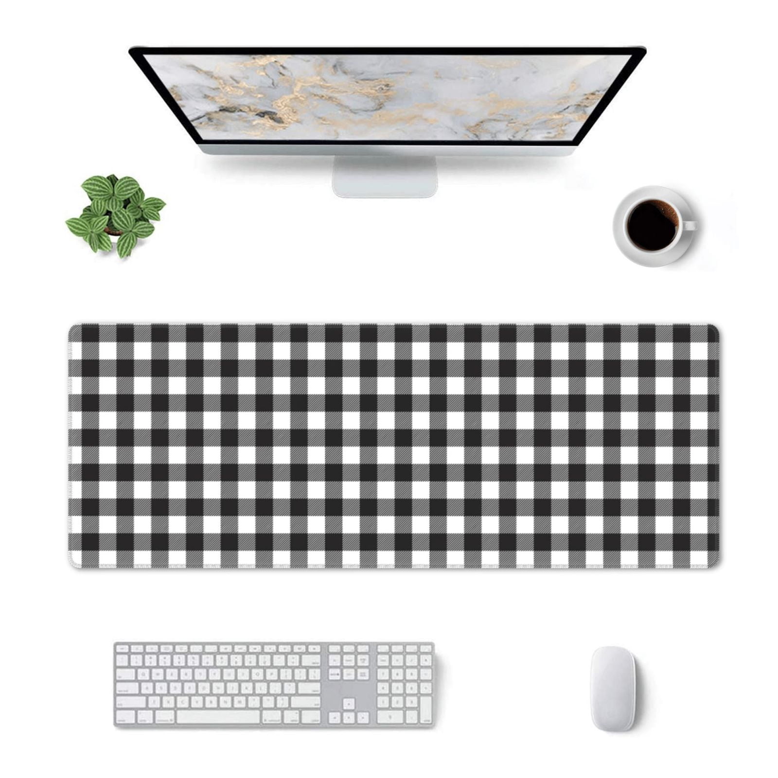 Rocae Black White Plaid for Gaming Mouse Pad, Mouse Pad Large, Office ...