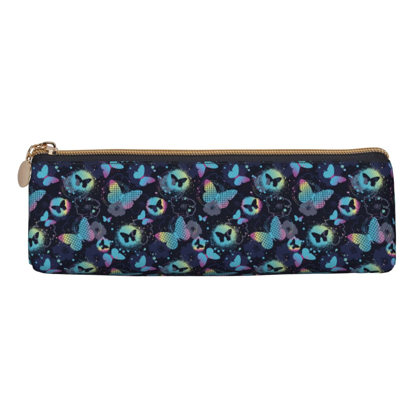 Rocae Blue Butterfly for Leather Pencil Case - Zippered Pen Case ...