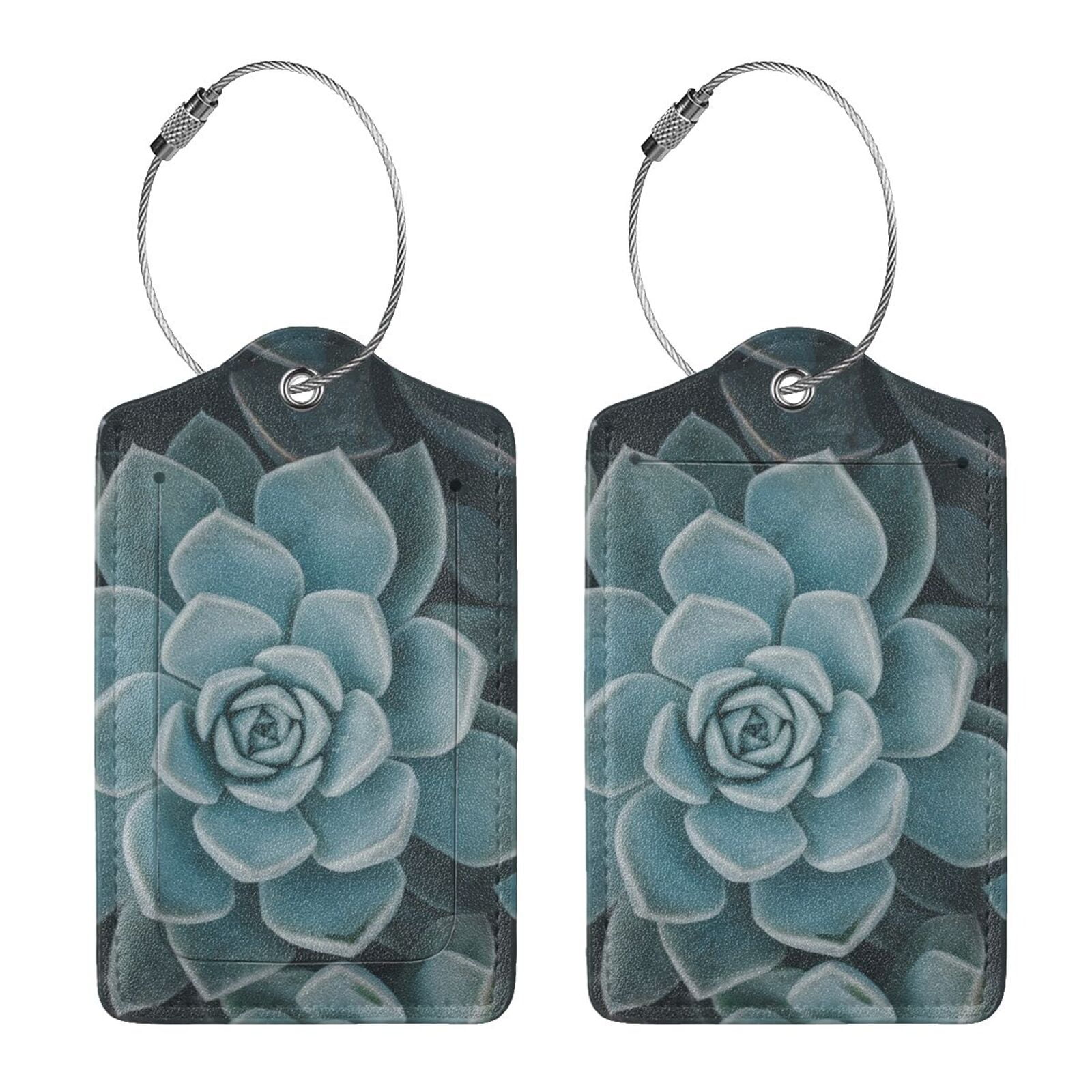 Rocae Blue Color Cactus for Leather Luggage Baggage Tags ID Label ...