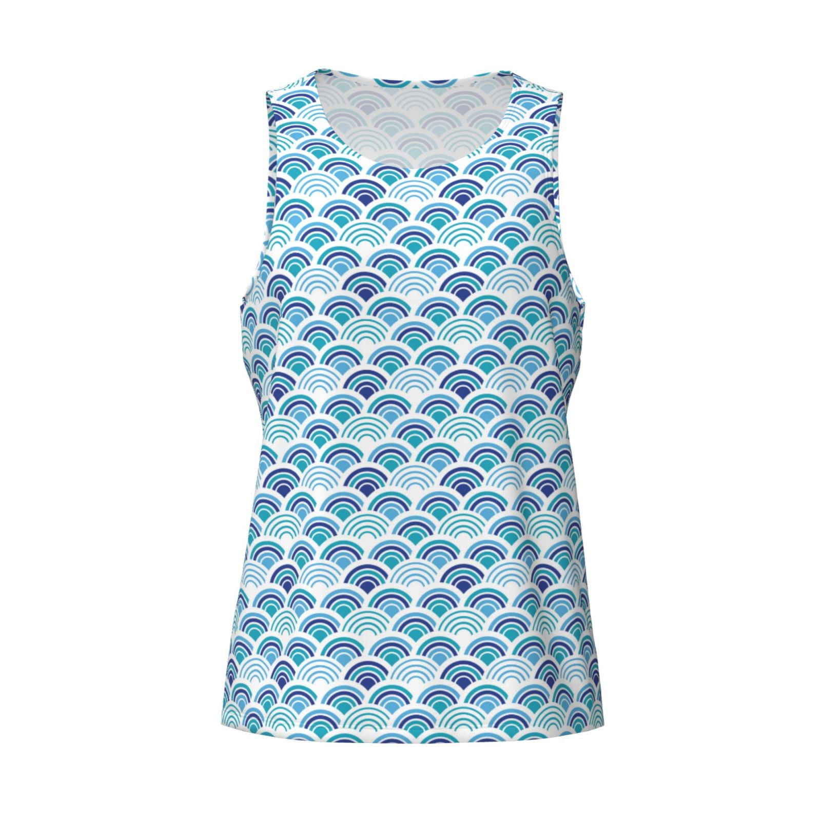 Rocae Blue Fish Scale Texture for Men's Workout Tank Top Men's Running ...