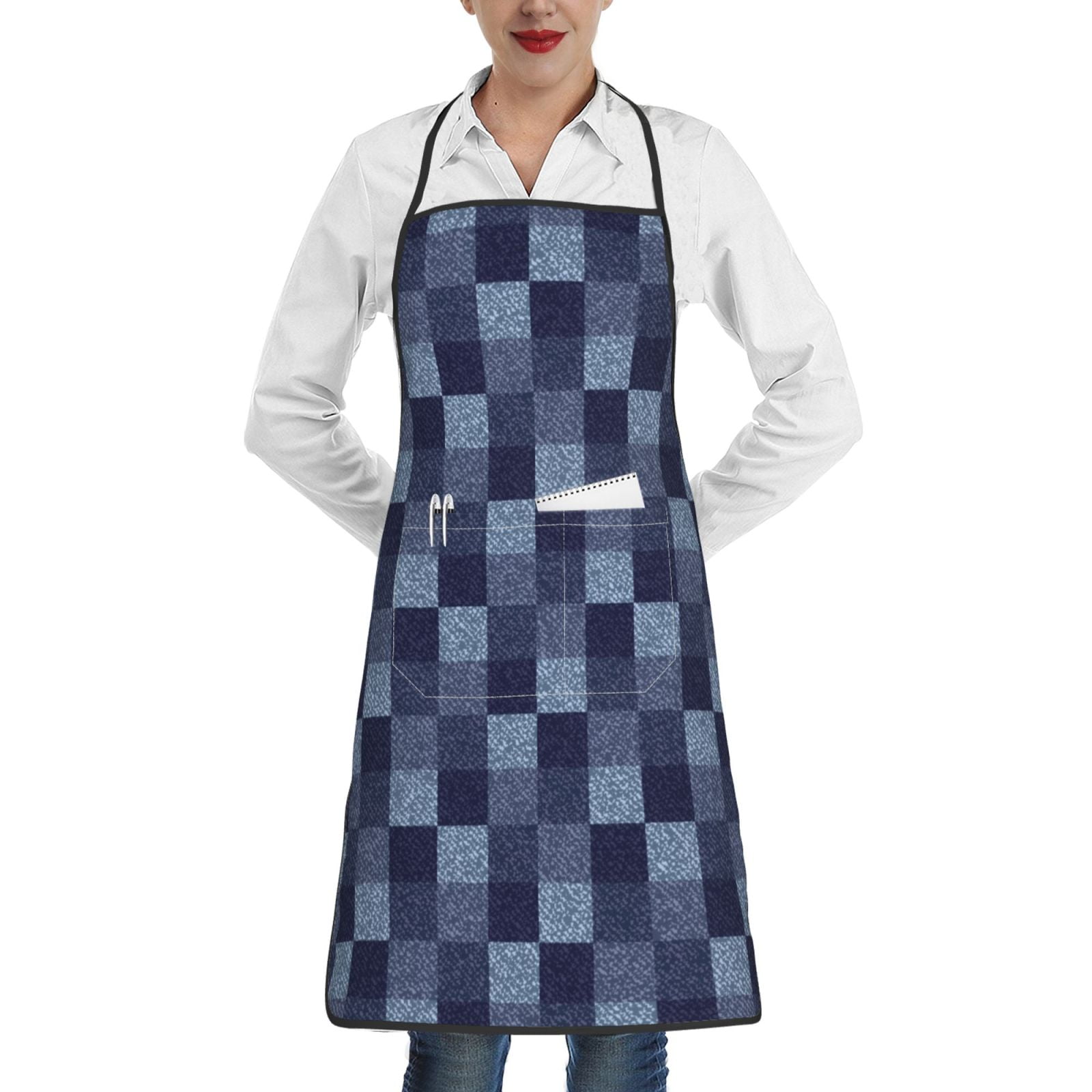 Rocae Blue Gingham Buffalo Check for Kitchen Aprons for Women ...