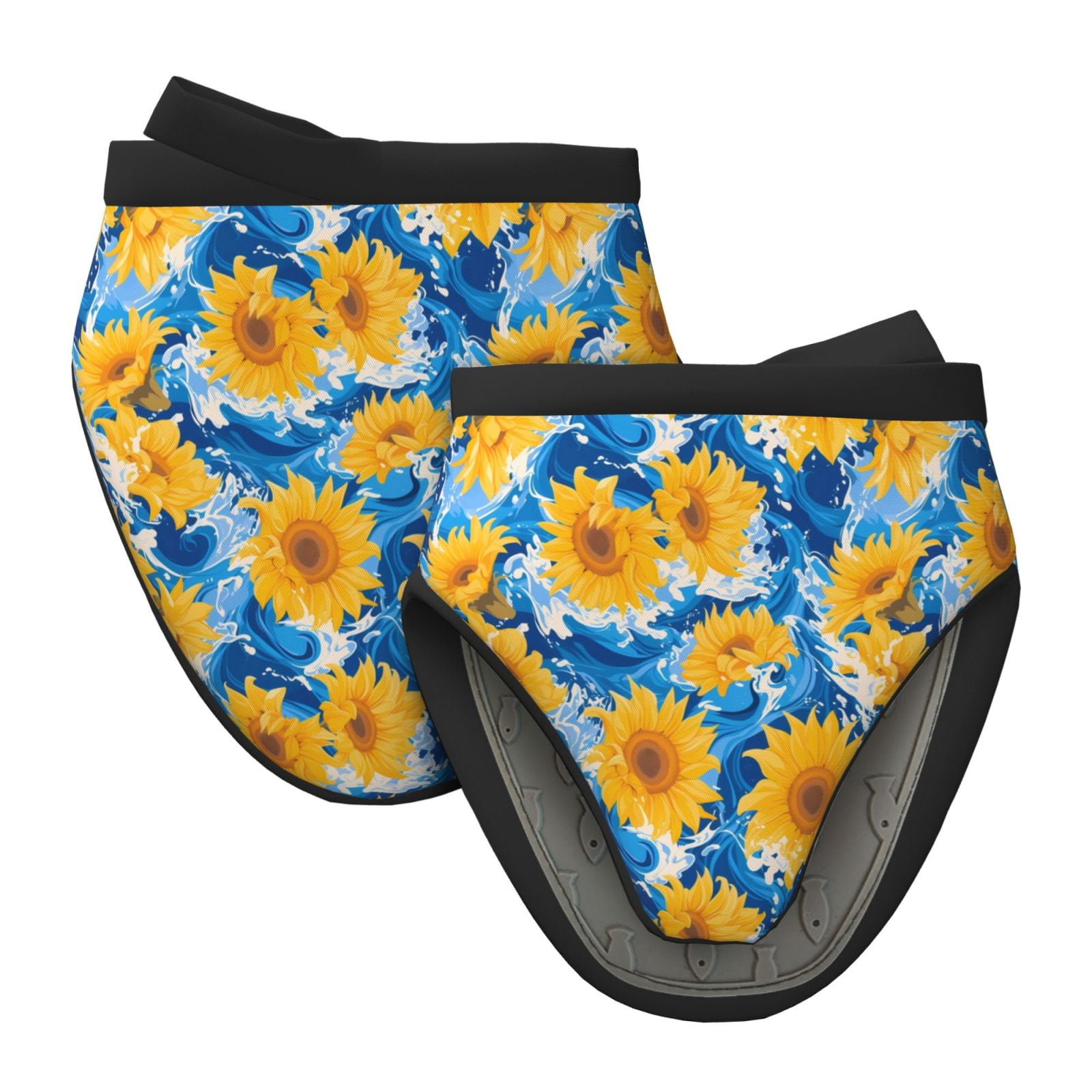Rocae Blue Ocean Wave Sunflower for Mini Oven Mitts Rubber Oven Glove ...