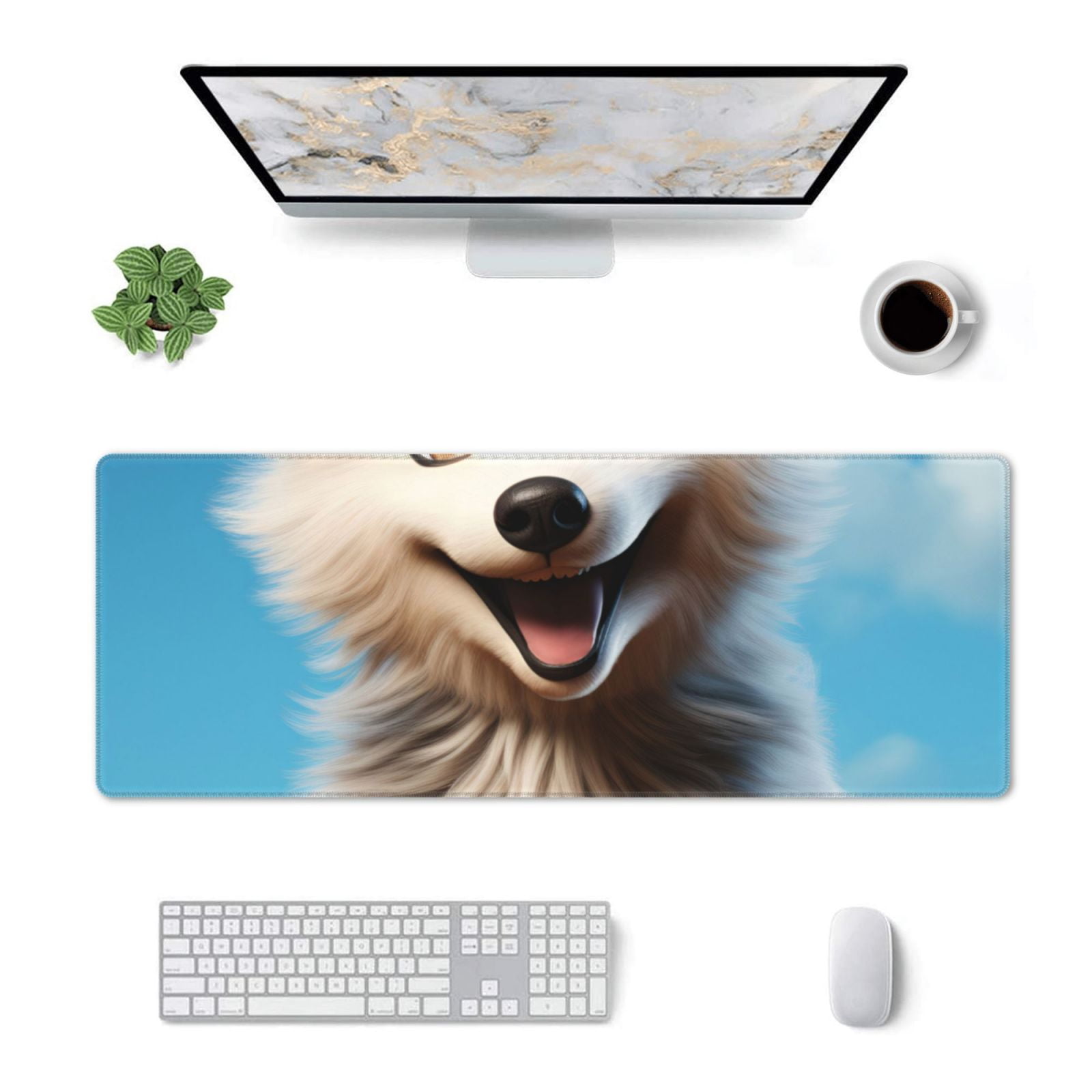 Rocae Blue Sky Cute Wolf for Gaming Mouse Pad, Mouse Pad Large, Office ...