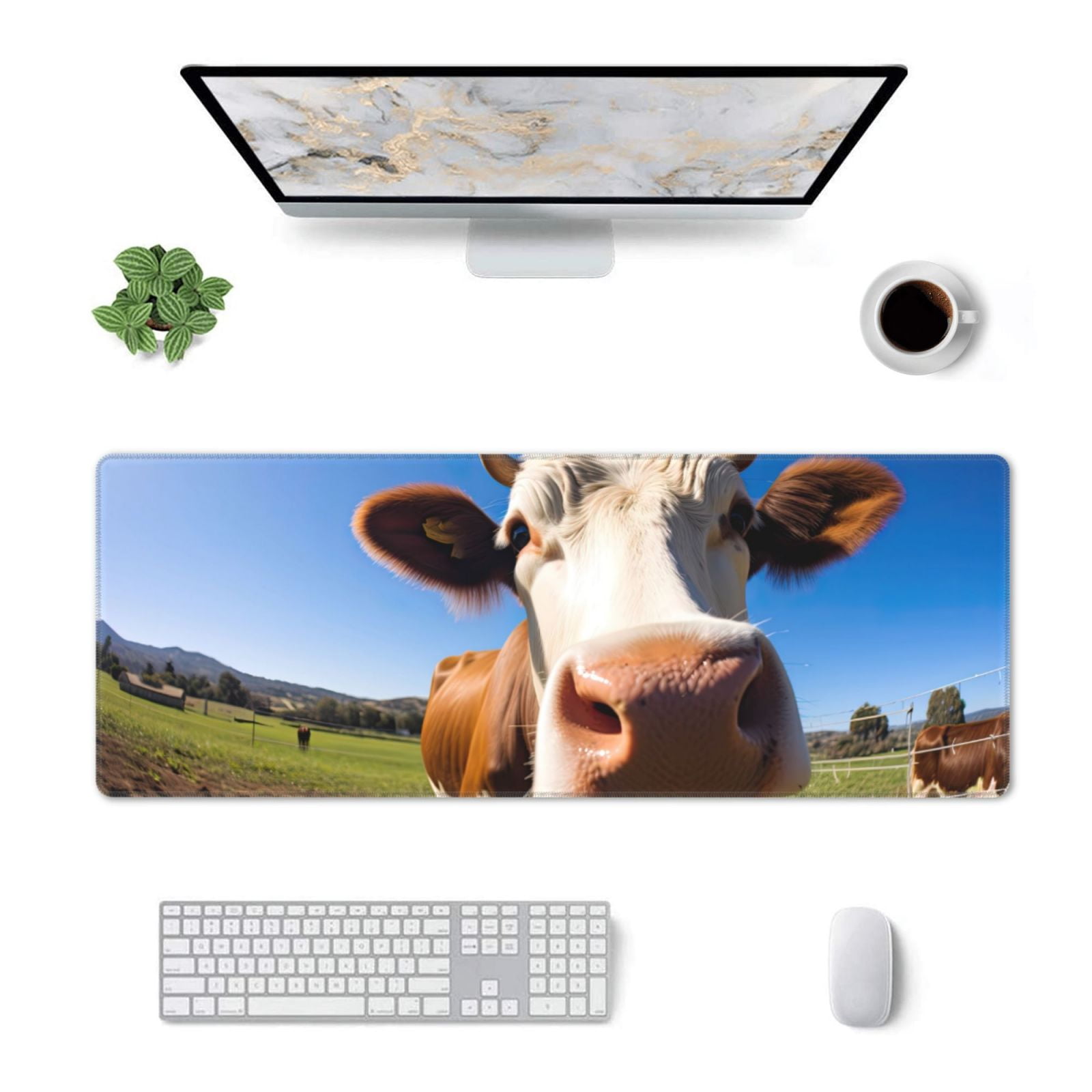 Rocae Blue Sky Meadow Cute Cow for Gaming Mouse Pad, Mouse Pad Large ...