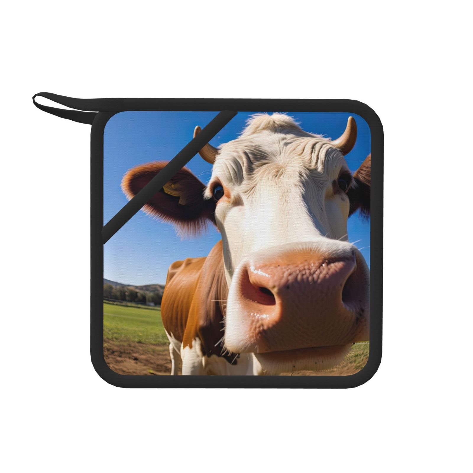 Rocae Blue Sky Meadow Cute Cow for Square Silicone Anti-scalding Mat ...