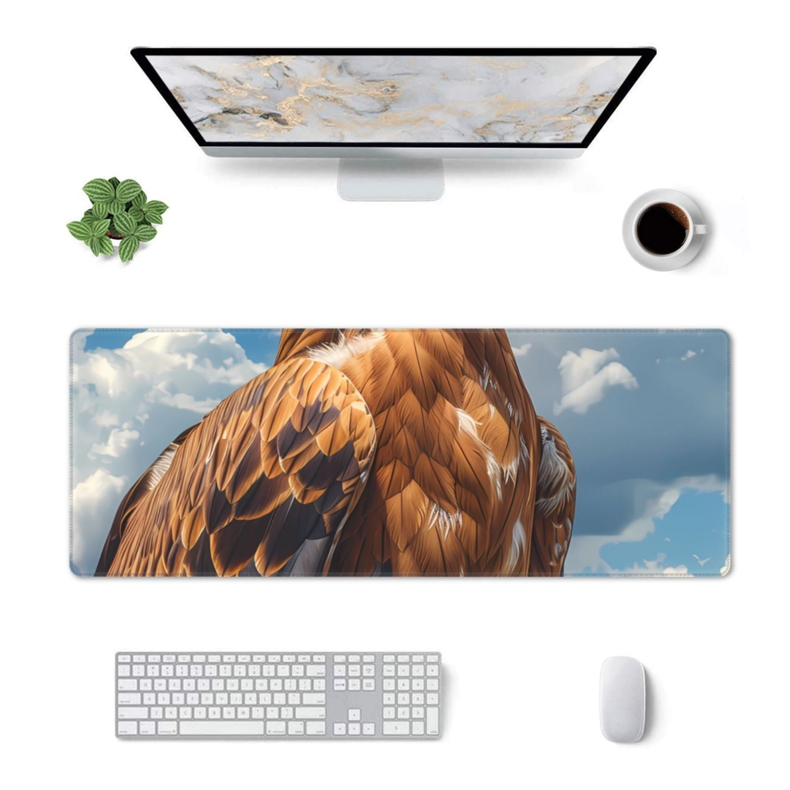 Rocae Blue Sky White Cloud Eagle for Gaming Mouse Pad, Mouse Pad Large ...