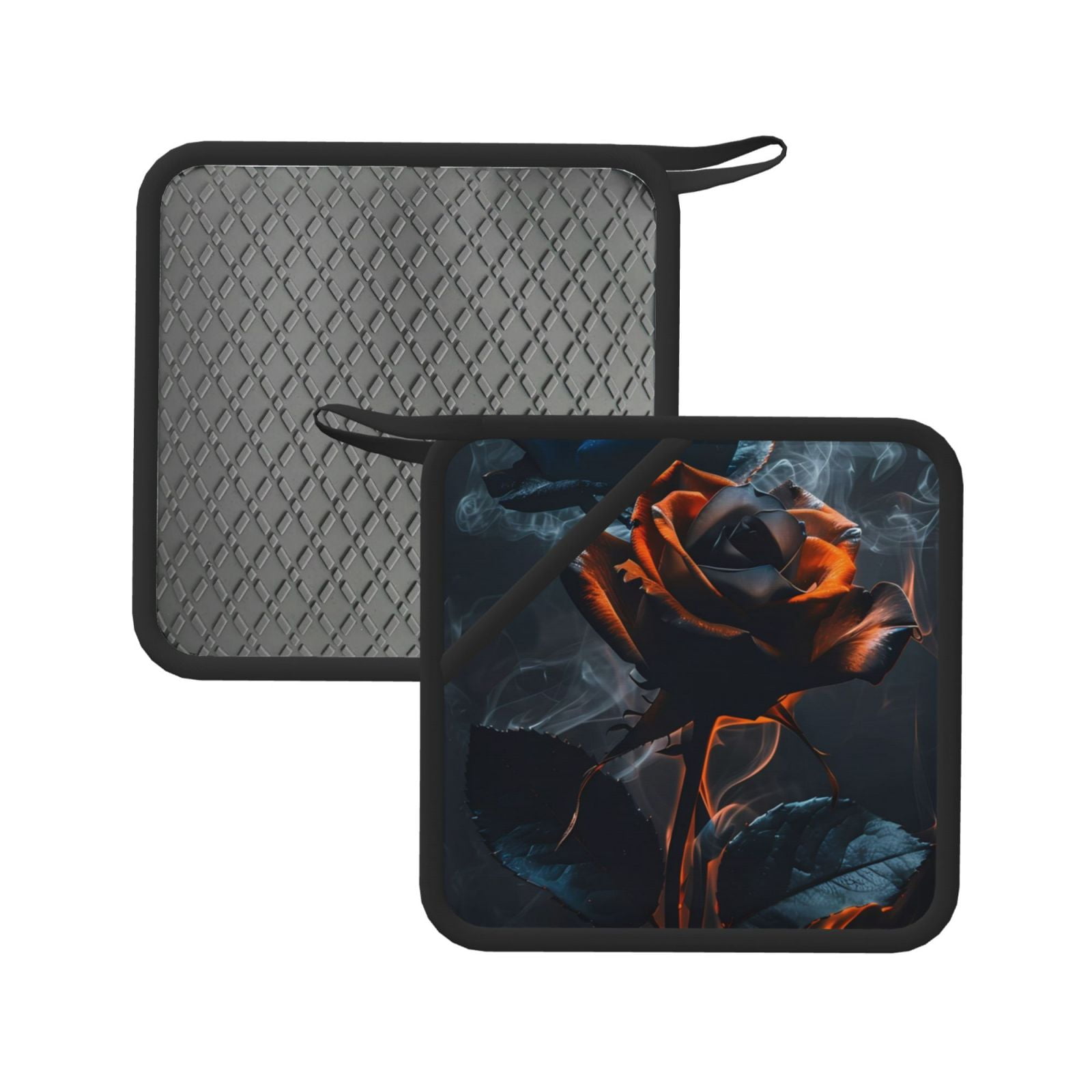 Rocae Blue and Red Roses Artwork for Square Silicone Anti-scalding Mat ...