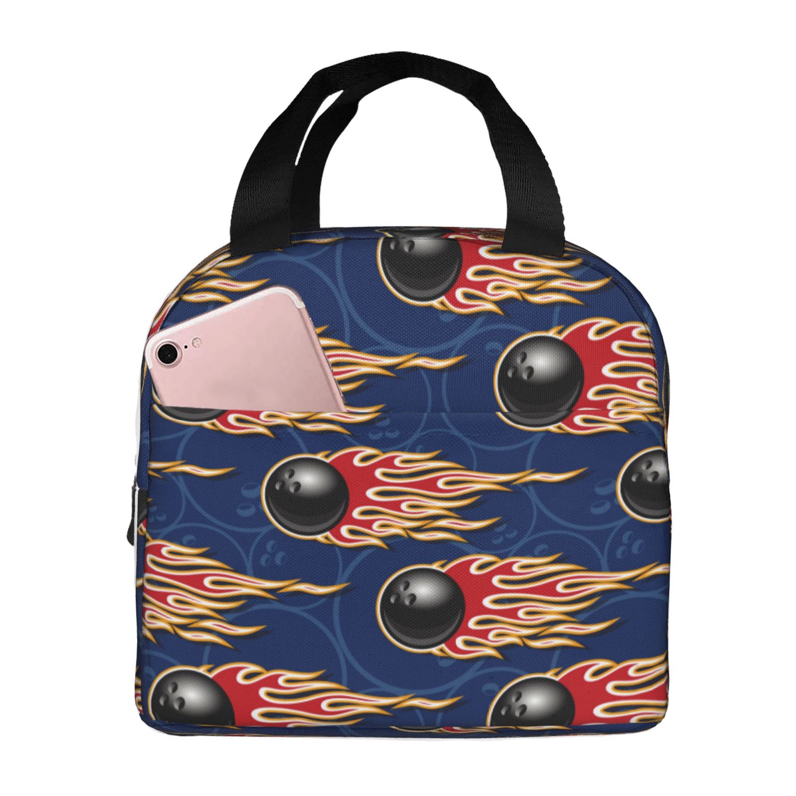 Rocae Bowling Ball And Flame for Insulated Lunch Bag for Women Men ...