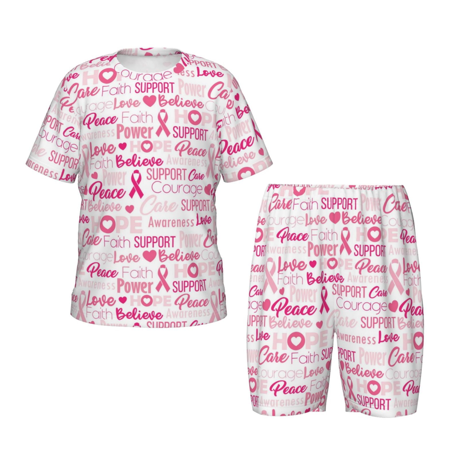 Rocae Breast Cancer Ribbons Awareness for Short-Sleeved Summer Pajama ...