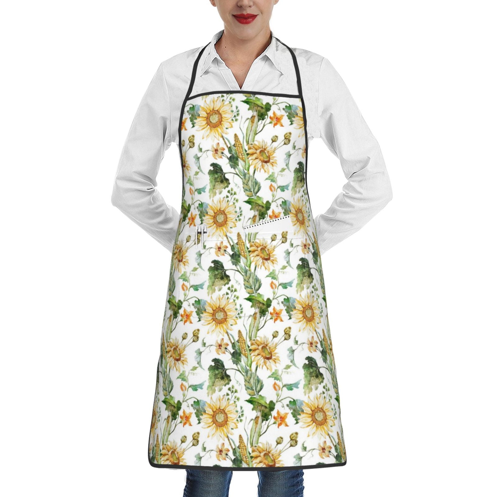 Rocae Bright Sunflowers for Kitchen Aprons for Women Adjustable Cooking ...