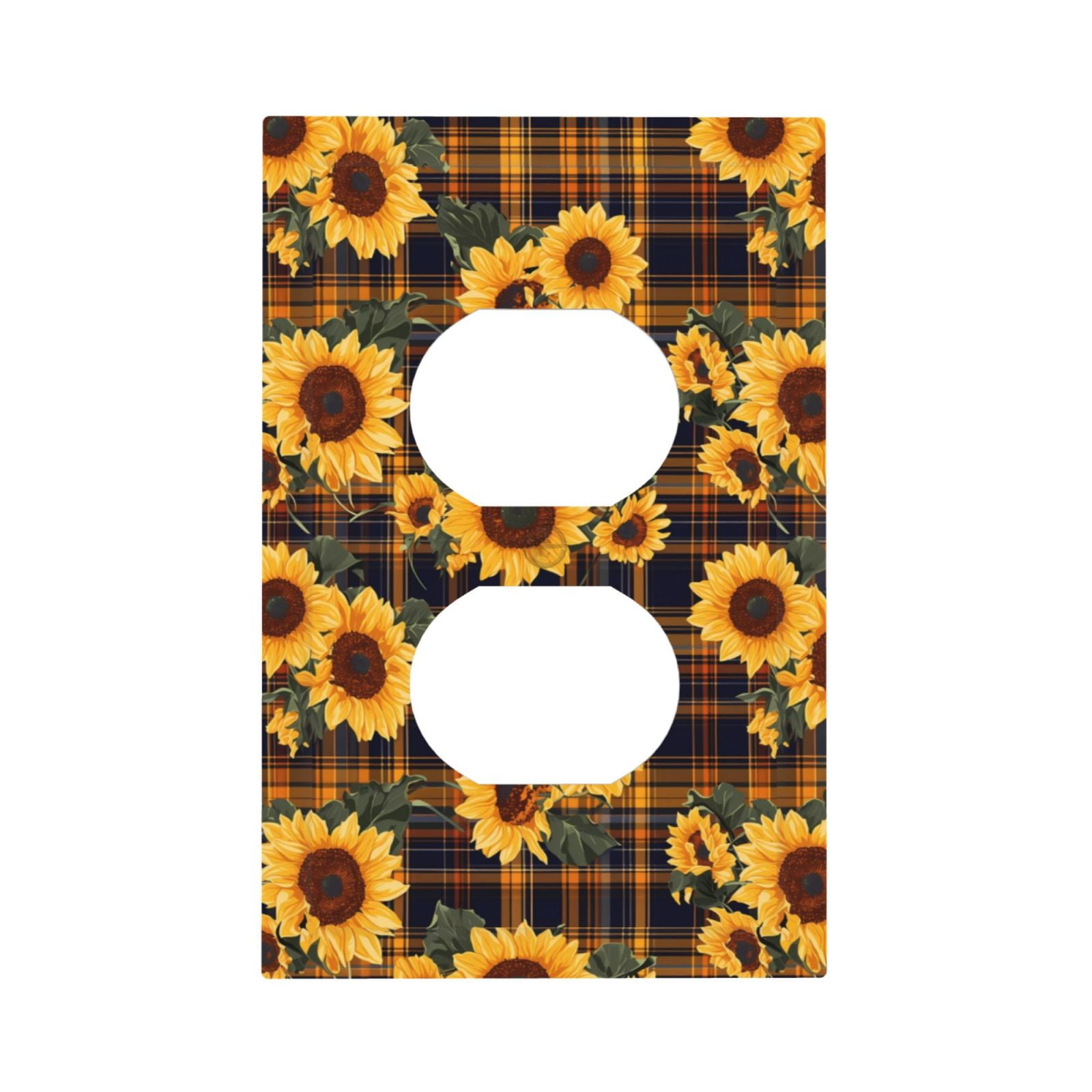 Rocae Brown Blue Plaid Sunflower for Decorator Light Switch or ...