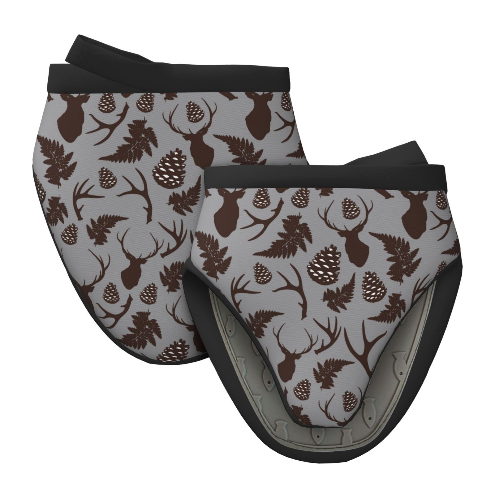 Rocae Brown Moose with Pinecones for Mini Oven Mitts Rubber Oven Glove ...