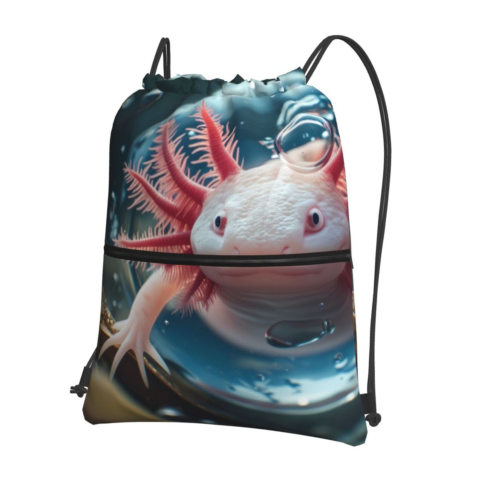 Rocae Bubbles Axolotl Fantasy for Drawstring zipper Backpack Gym ...