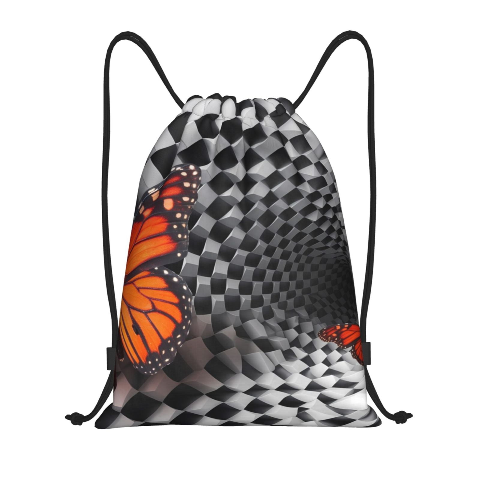 Rocae Butterflies Optical Illusion for Gym Bag Drawstring Bags Gym ...