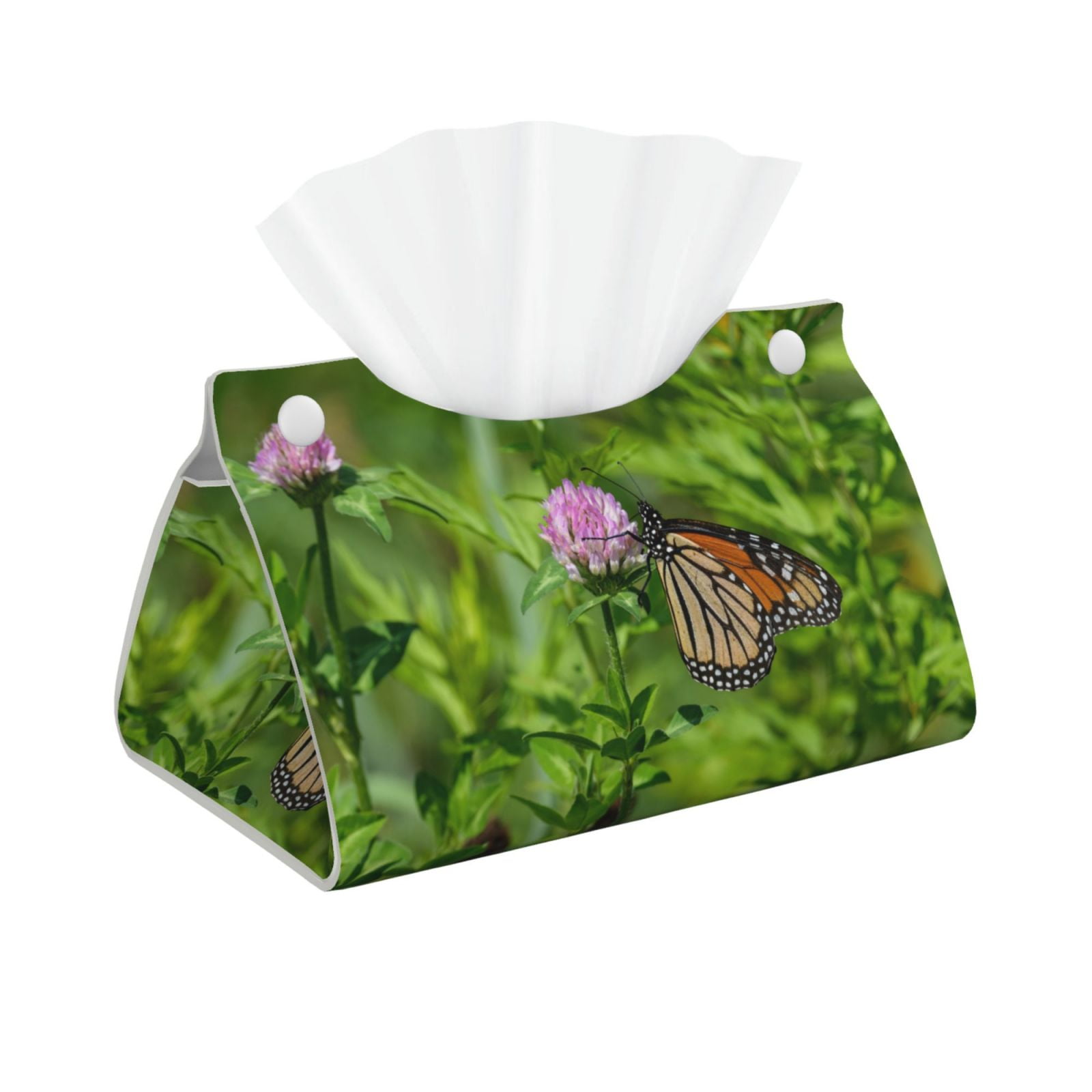Rocae Butterflies and Floral Print Long Tissue Box Lid Durable Leather ...