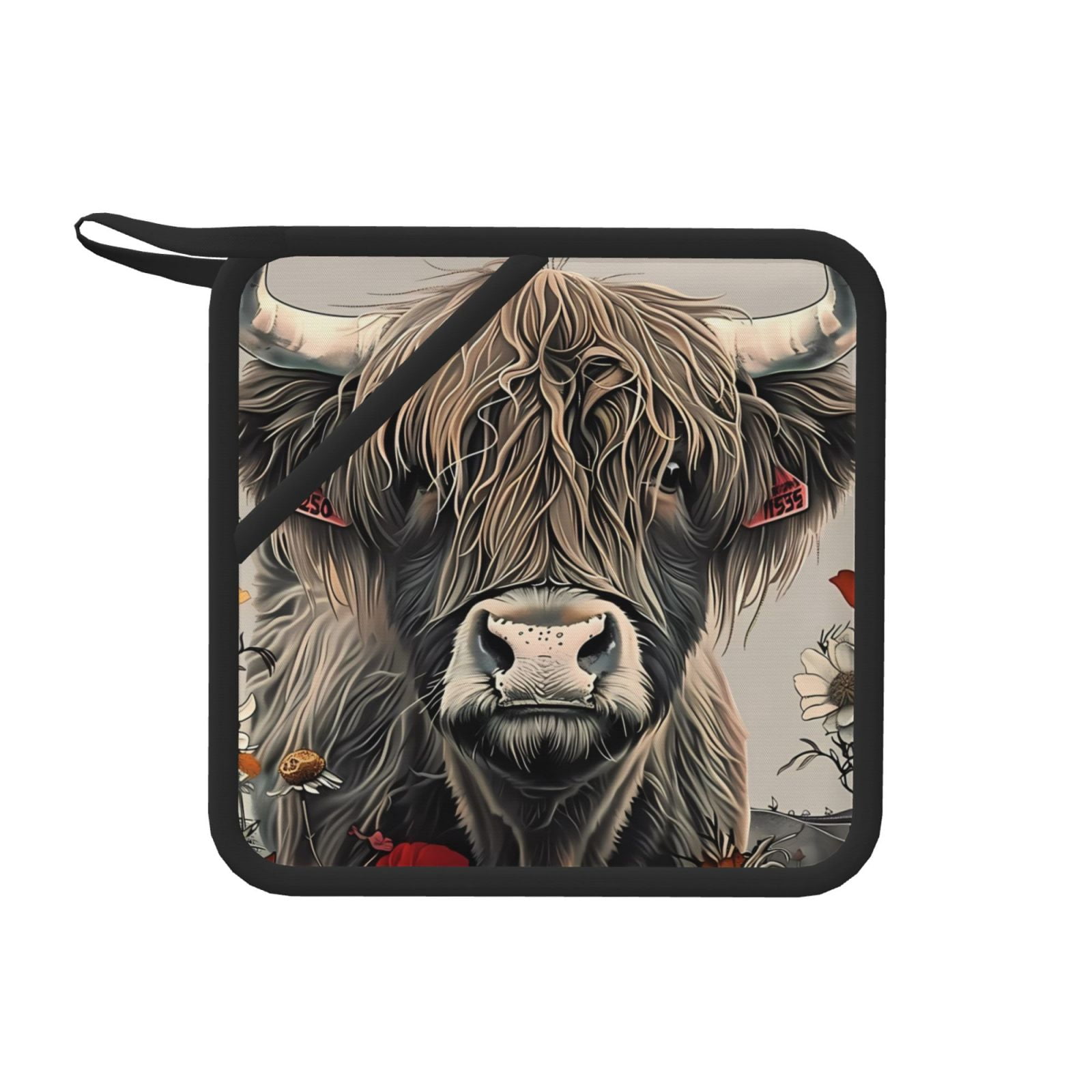 Rocae Butterfly Cow With Flowers for Square Silicone Anti-scalding Mat ...