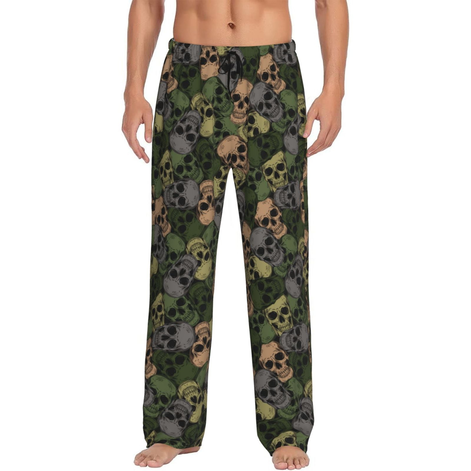 Rocae Camouflage Skulls Mens Pajama Pants Pj Pants Mens Lounge Pants ...