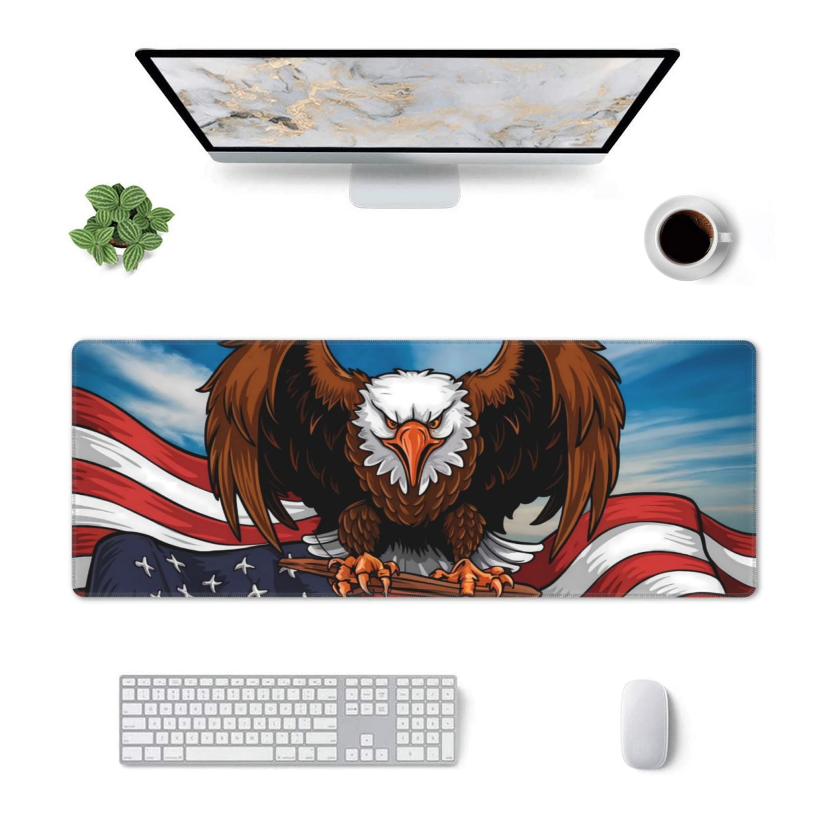 Rocae Cartoon Bald Eagle USA for Gaming Mouse Pad, Mouse Pad Large ...