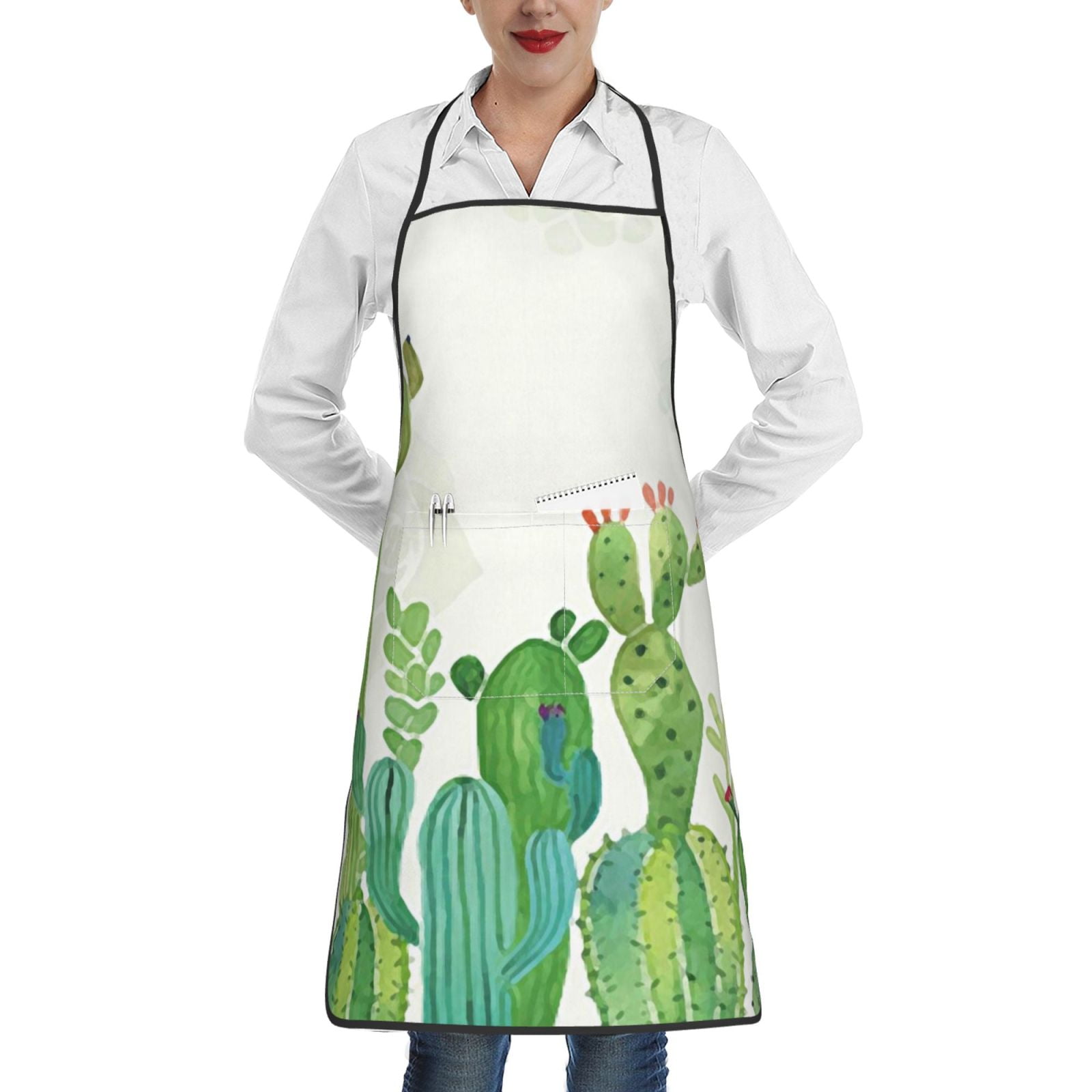 Rocae Cartoon Cactus for Kitchen Aprons for Women Adjustable Cooking ...