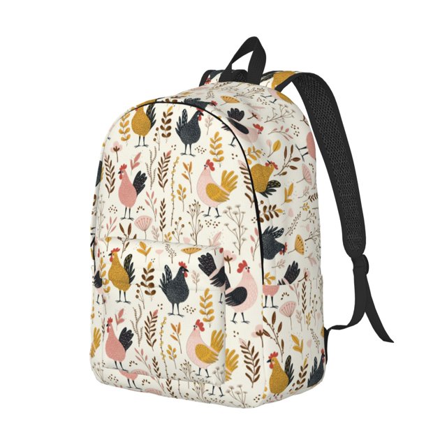 Rocae Cartoon Chickens for Durable Canvas Backpack Leisure Large Bag ...