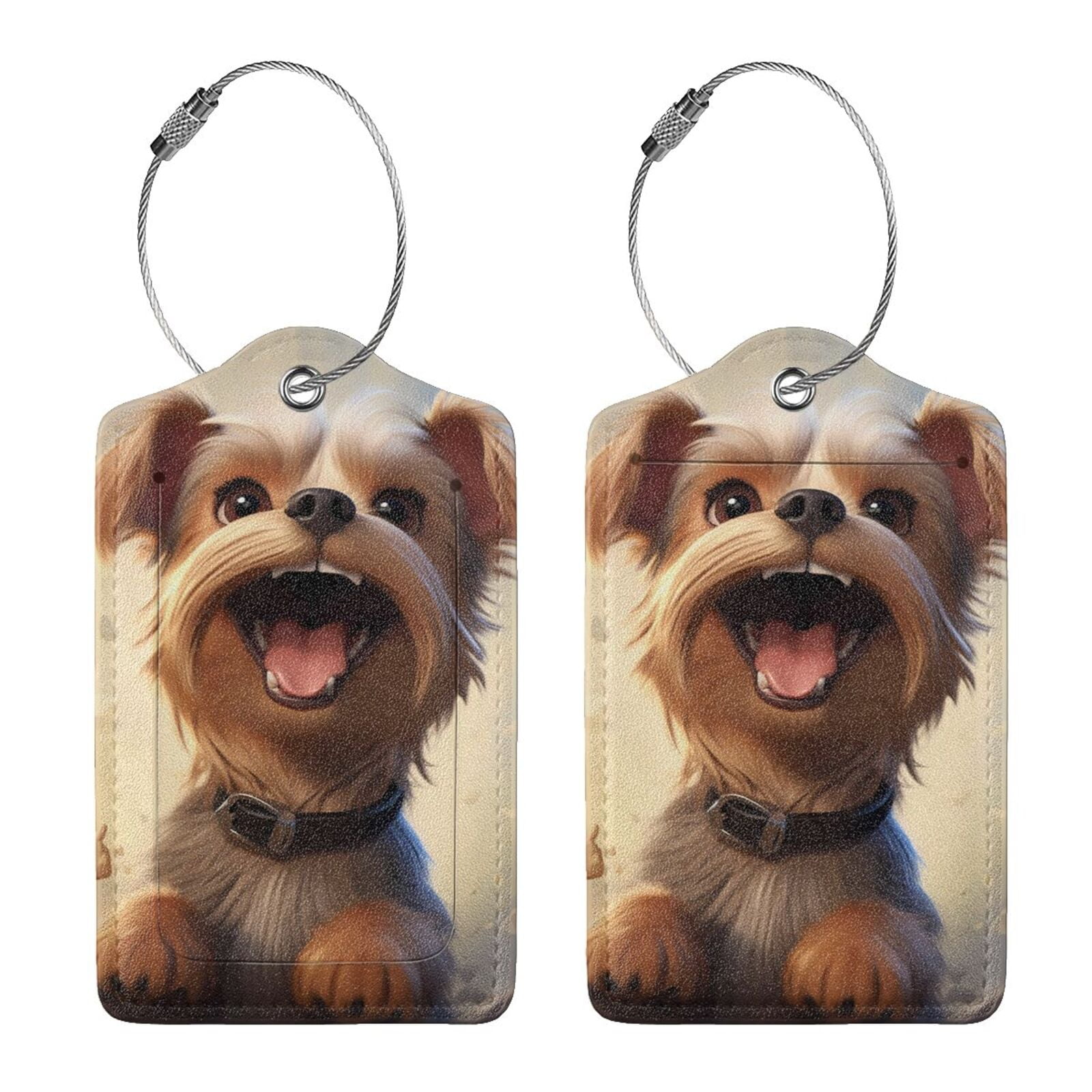 Rocae Cartoon Happy Cute Puppy for Leather Luggage Baggage Tags ID ...