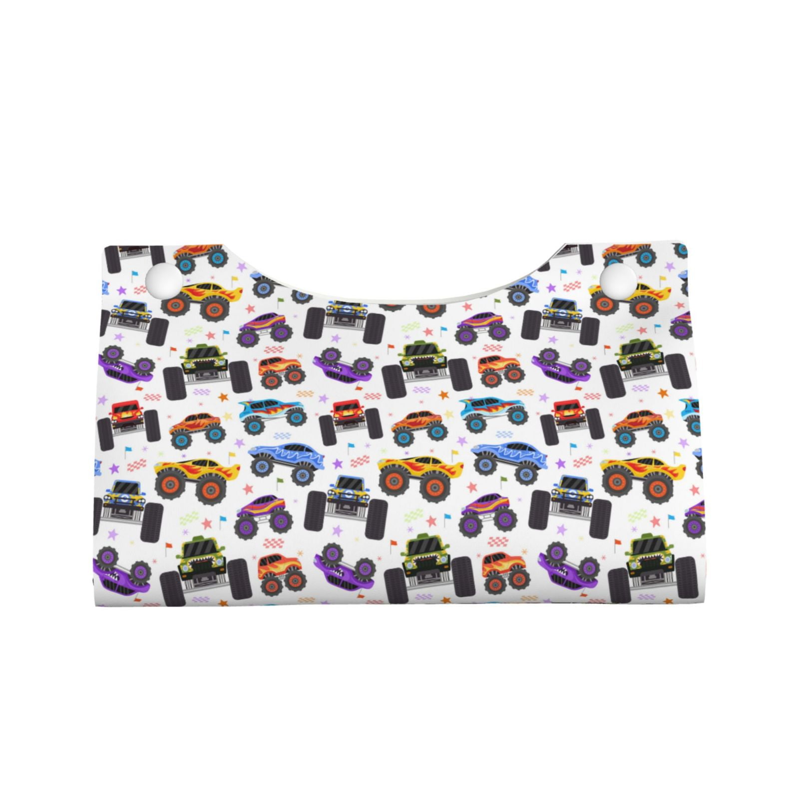 Rocae Cartoon Monster Trucks1 Print Long Tissue Box Lid Durable Leather ...