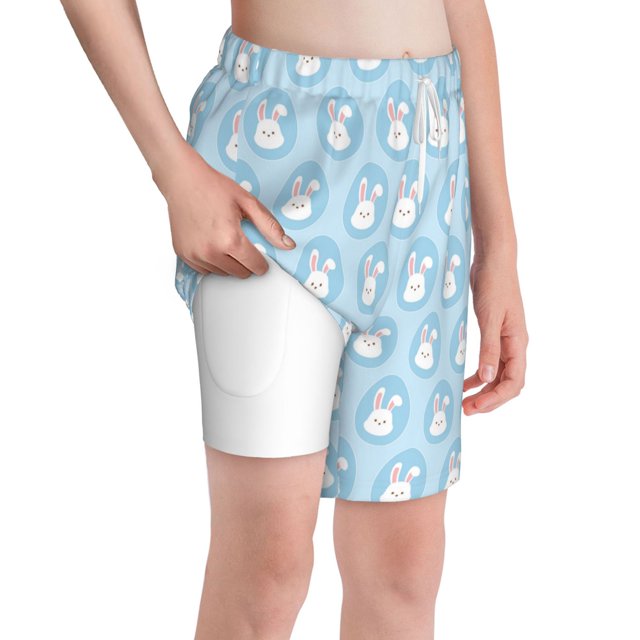 Rocae Cartoon Rabbit for Teen Beach Trunks Boys Swim Trunks with ...