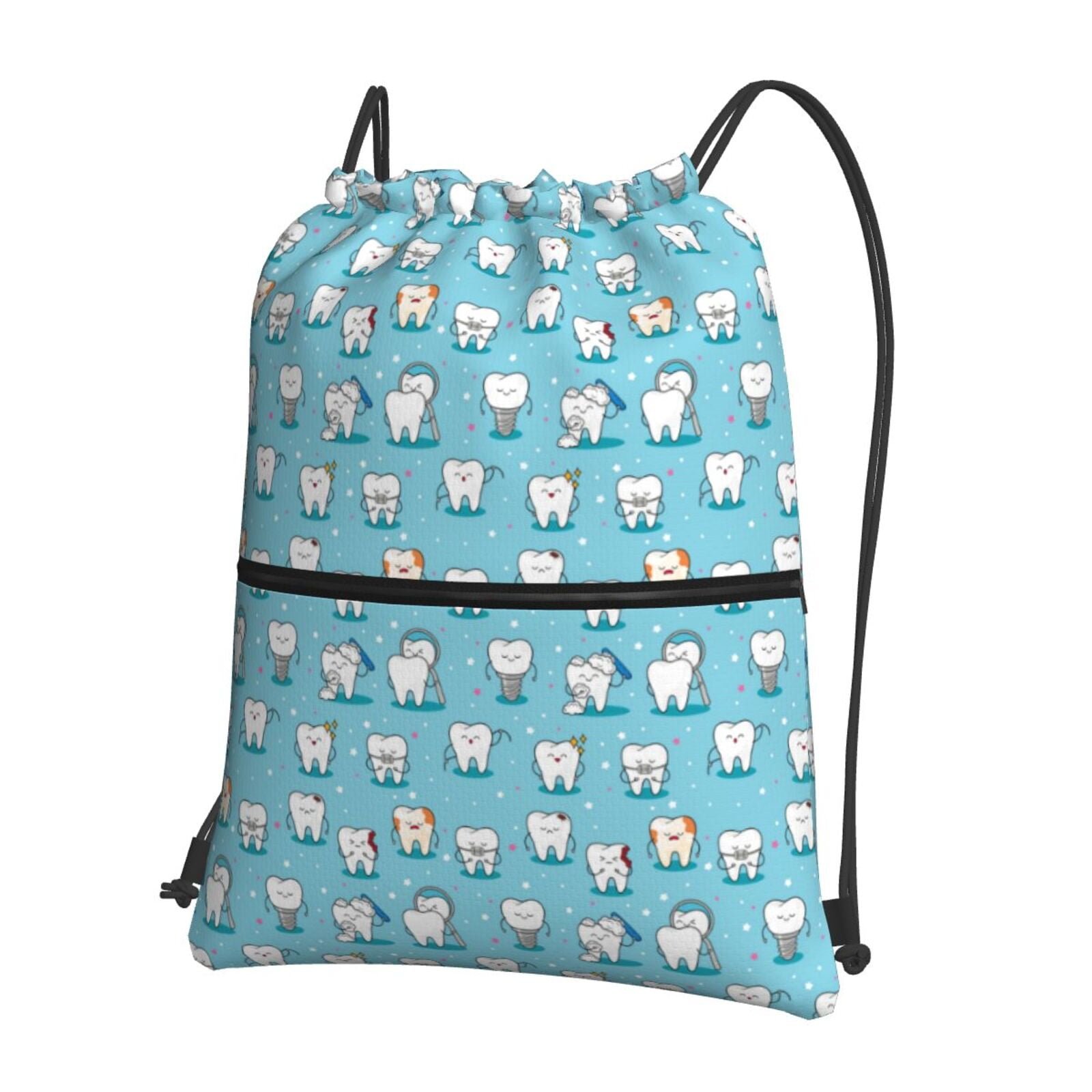Rocae Cartoon Teeth for Drawstring zipper Backpack Gym Backpack Bag for ...