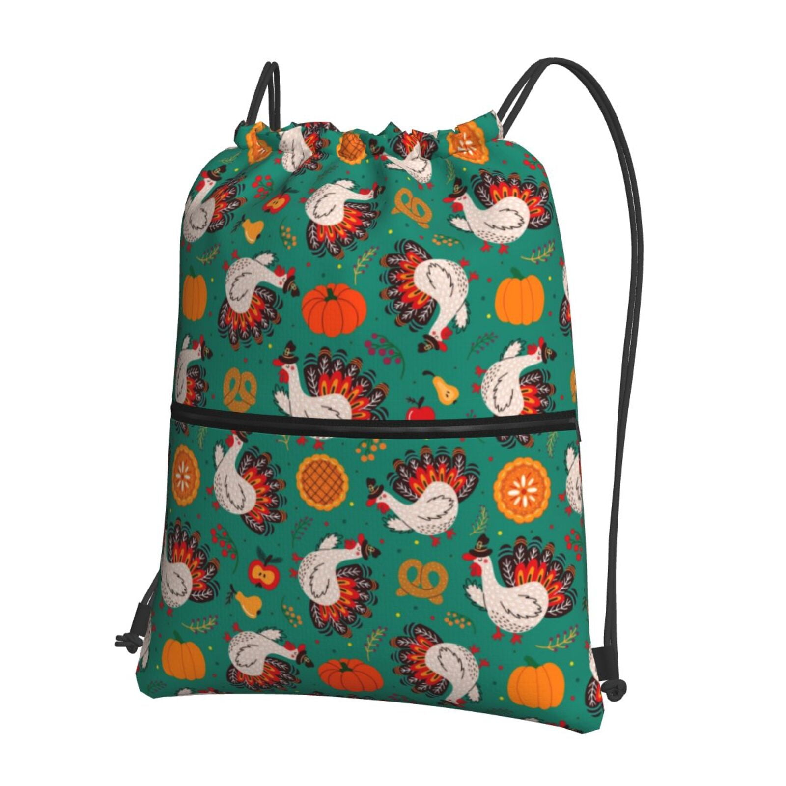 Rocae Cartoon Turkey for Drawstring zipper Backpack Gym Backpack Bag ...