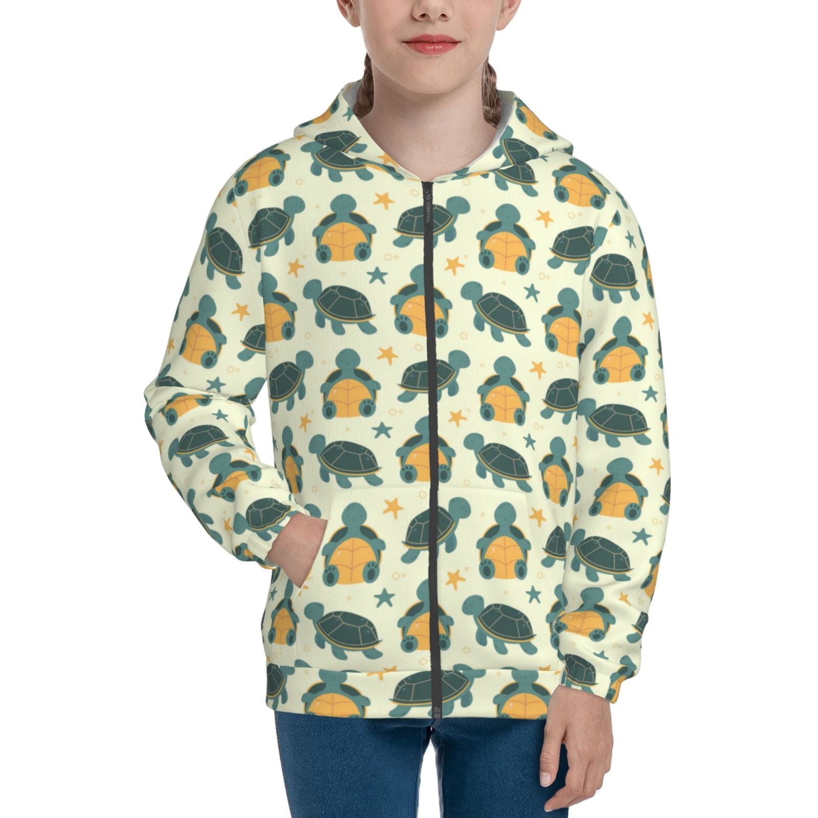 Rocae Cartoon Turtles for Zip Up Hoodies for Teen Sweatshirt with Hood ...