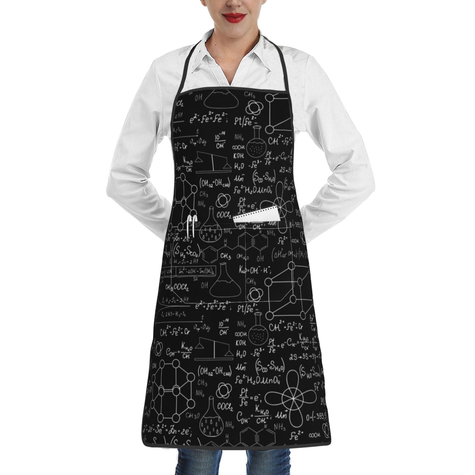 Rocae Chemistry Formulas 3 for Kitchen Aprons for Women Adjustable ...