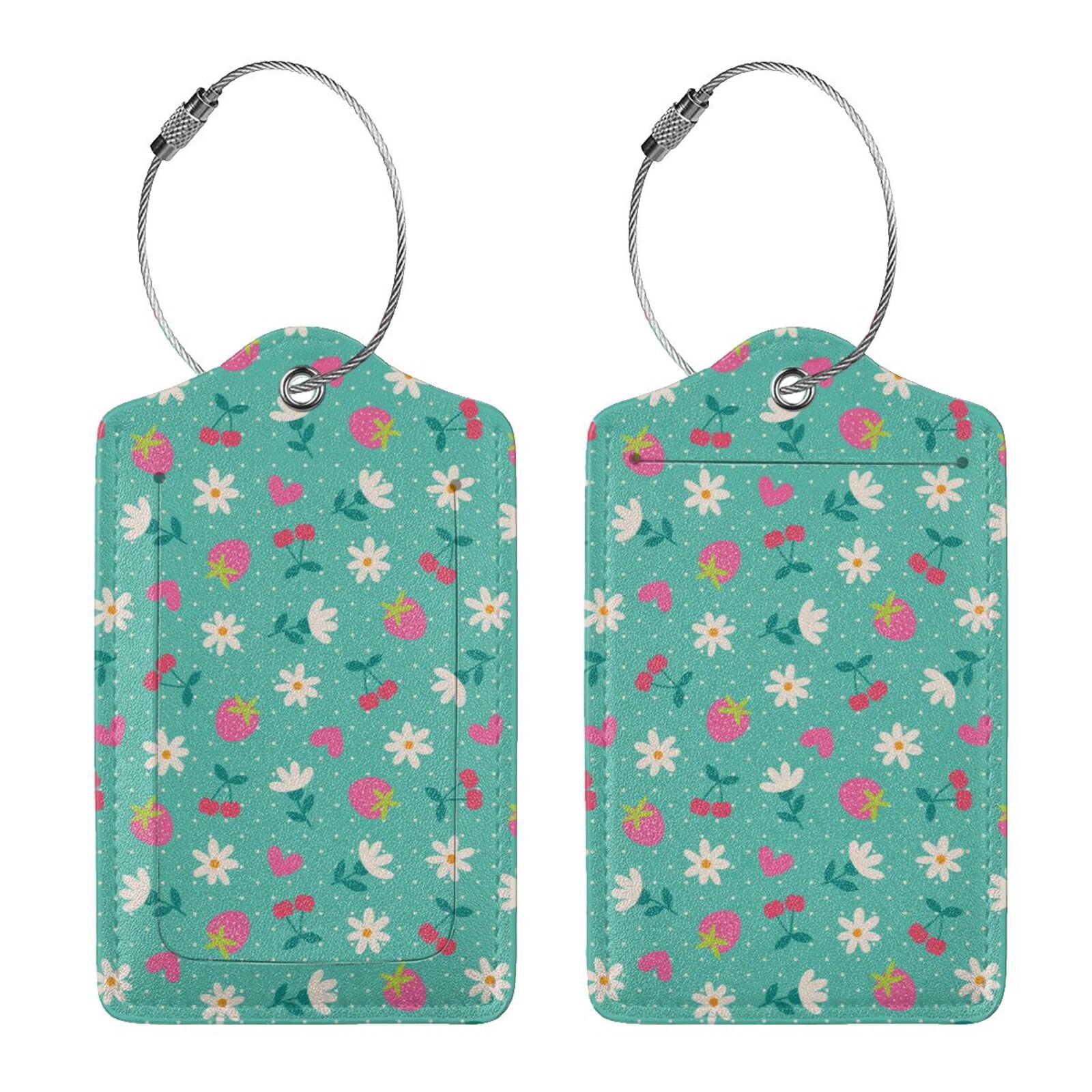 Rocae Cherry Strawberry Floral for Leather Luggage Baggage Tags ID ...