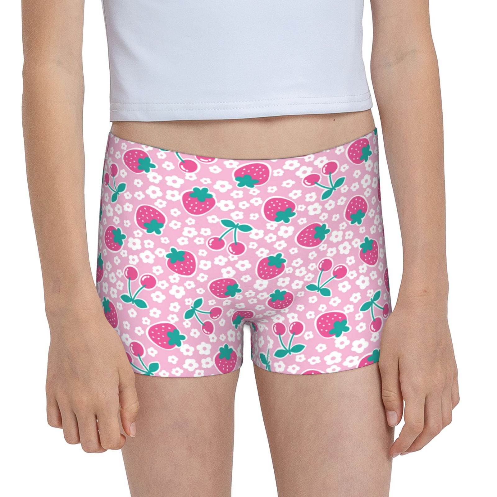 Rocae Cherry Strawberry for Girls' Cotton Boxer Briefs, Soft Mid-rise ...