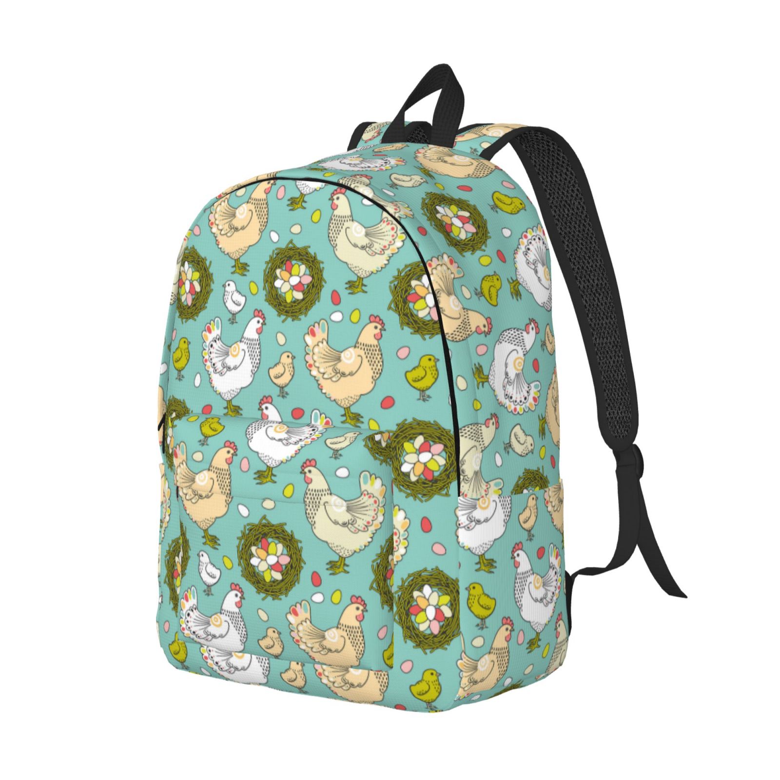 Rocae Chicken Laying Eggs for Durable Canvas Backpack Leisure Large Bag ...