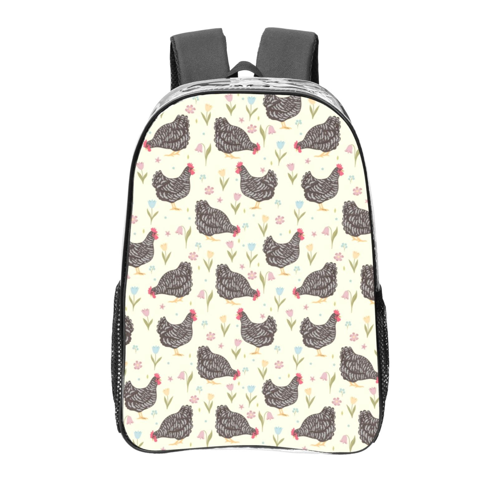 Rocae Chickens And Flowers for 16inch Clear Backpack Transparent School ...