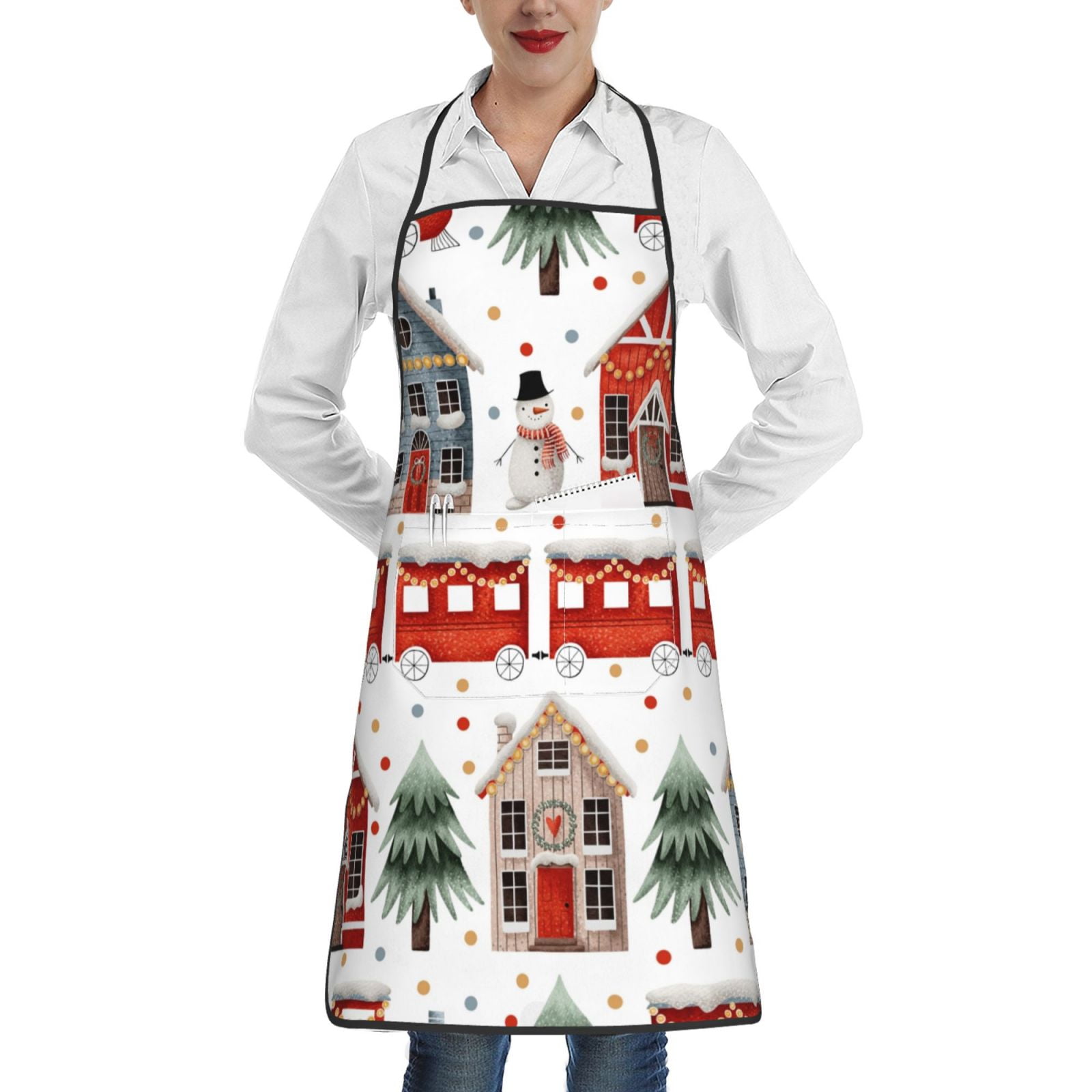 Rocae Christmas Houses for Kitchen Aprons for Women Adjustable Cooking ...