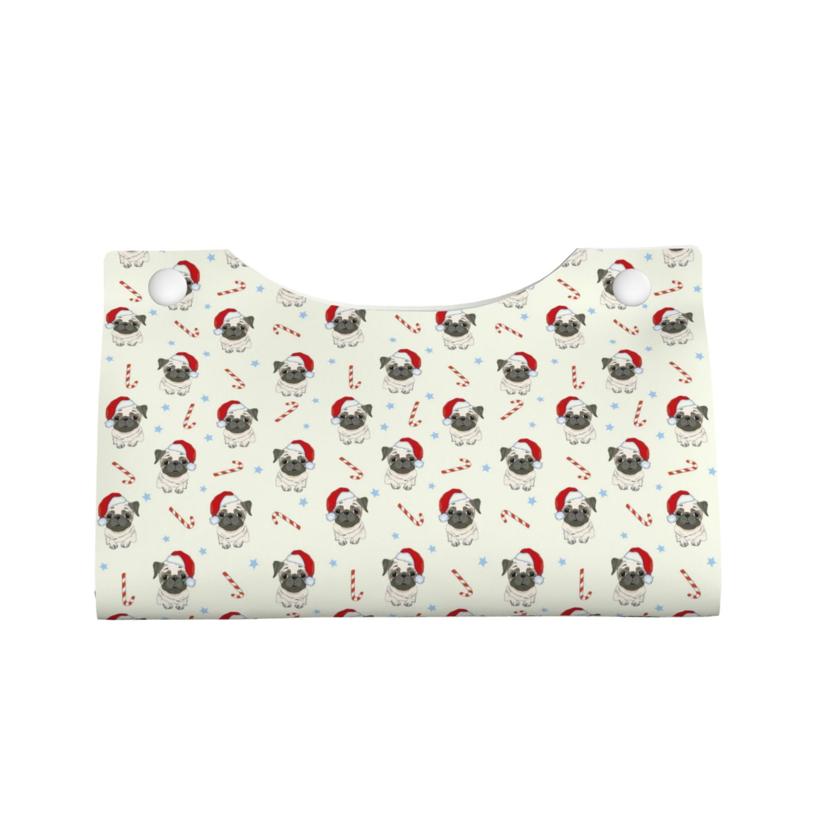 Rocae Christmas Pug Dog Print Long Tissue Box Lid Durable Leather ...