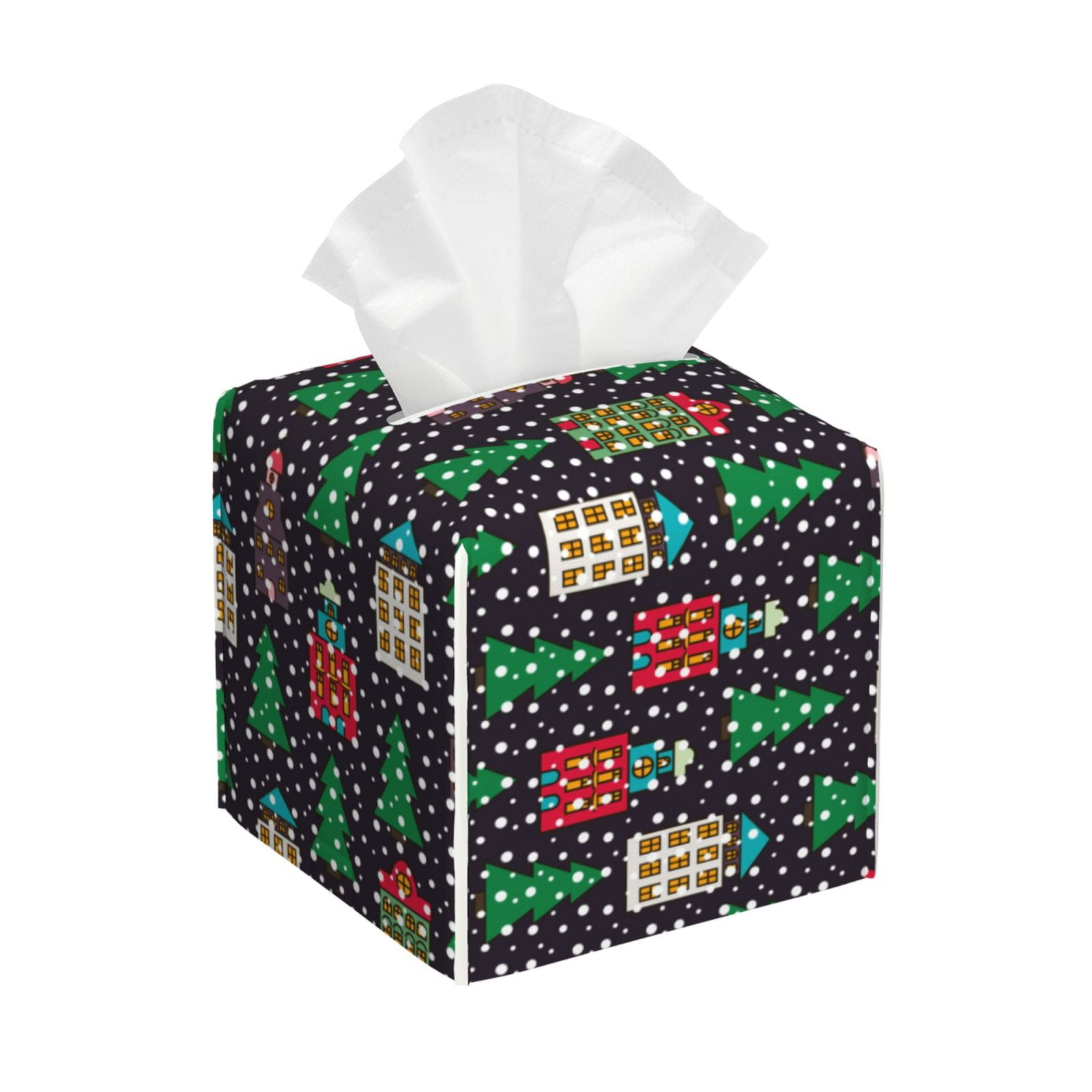 Rocae Christmas Trees And Houses for High-grade Leather Tissue Box ...